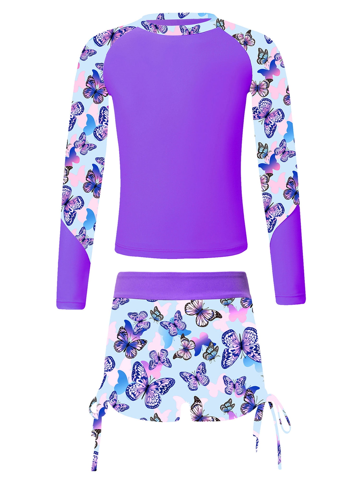 CHICTRY Girls 2Pcs Rash Guard Set Swimsuit Long Sleeve Tops with Side ...