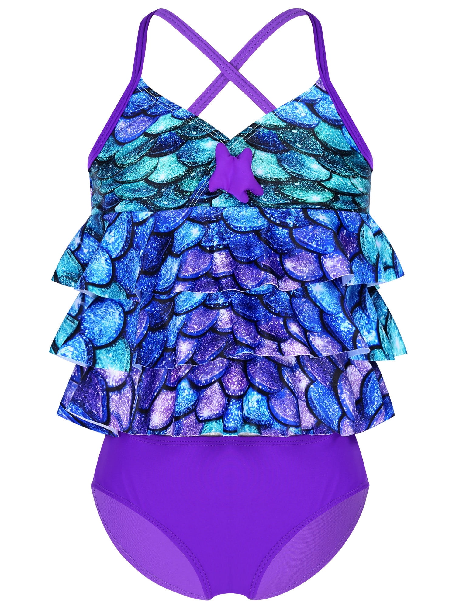 CHICTRY Girls 2pcs Fish Scales Printed Bathing Suit Tankini Top with ...