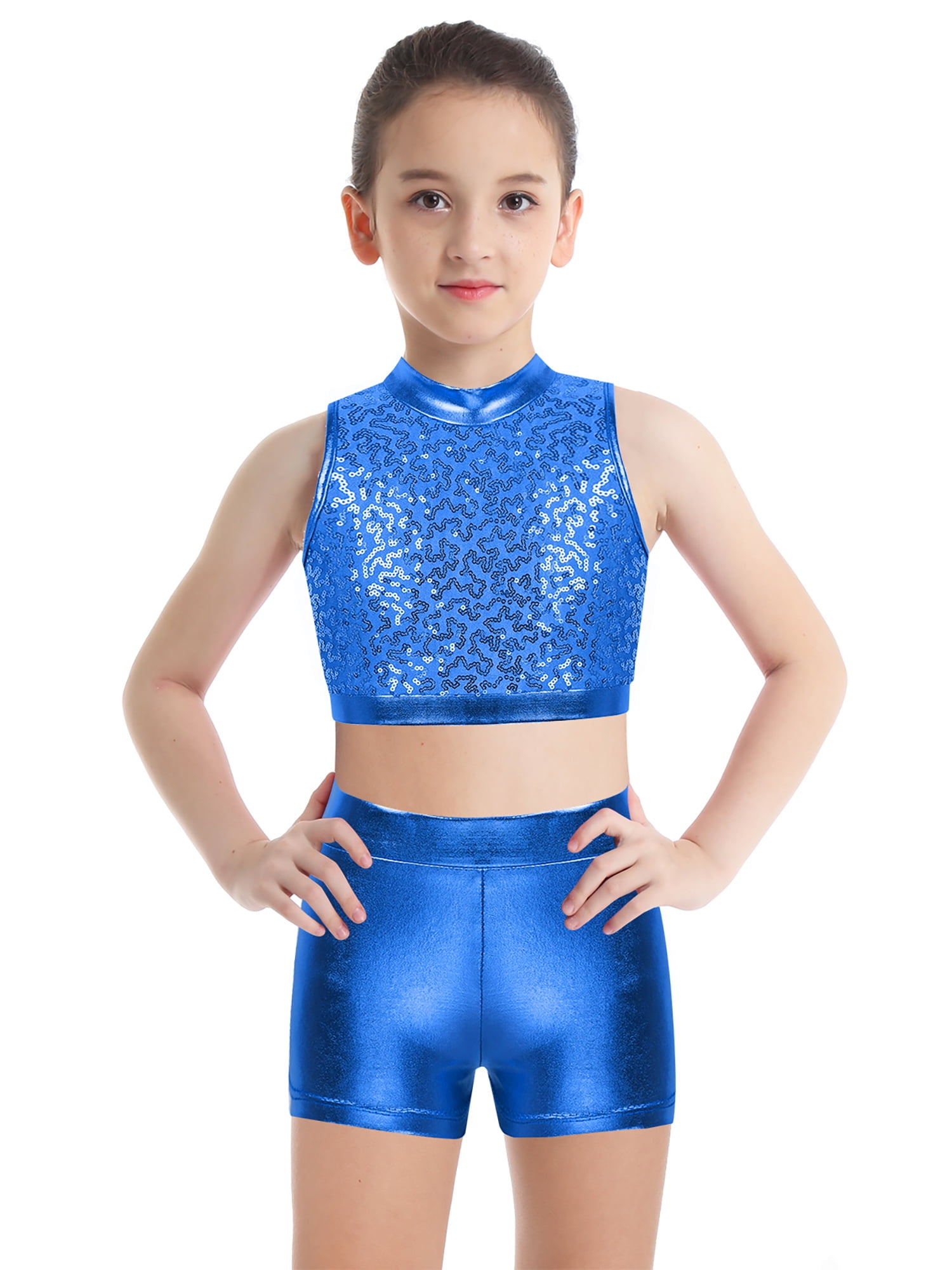 CHICTRY Girls 2pcs Shiny Sequins Ballet Dance Outfit Set Jazz Hip Hop ...