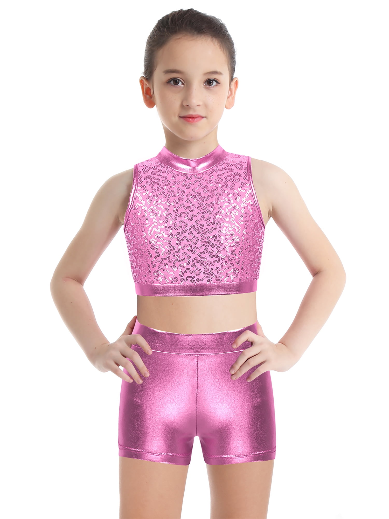 CHICTRY Girls 2pcs Shiny Sequins Ballet Dance Outfit Set Jazz Hip Hop ...