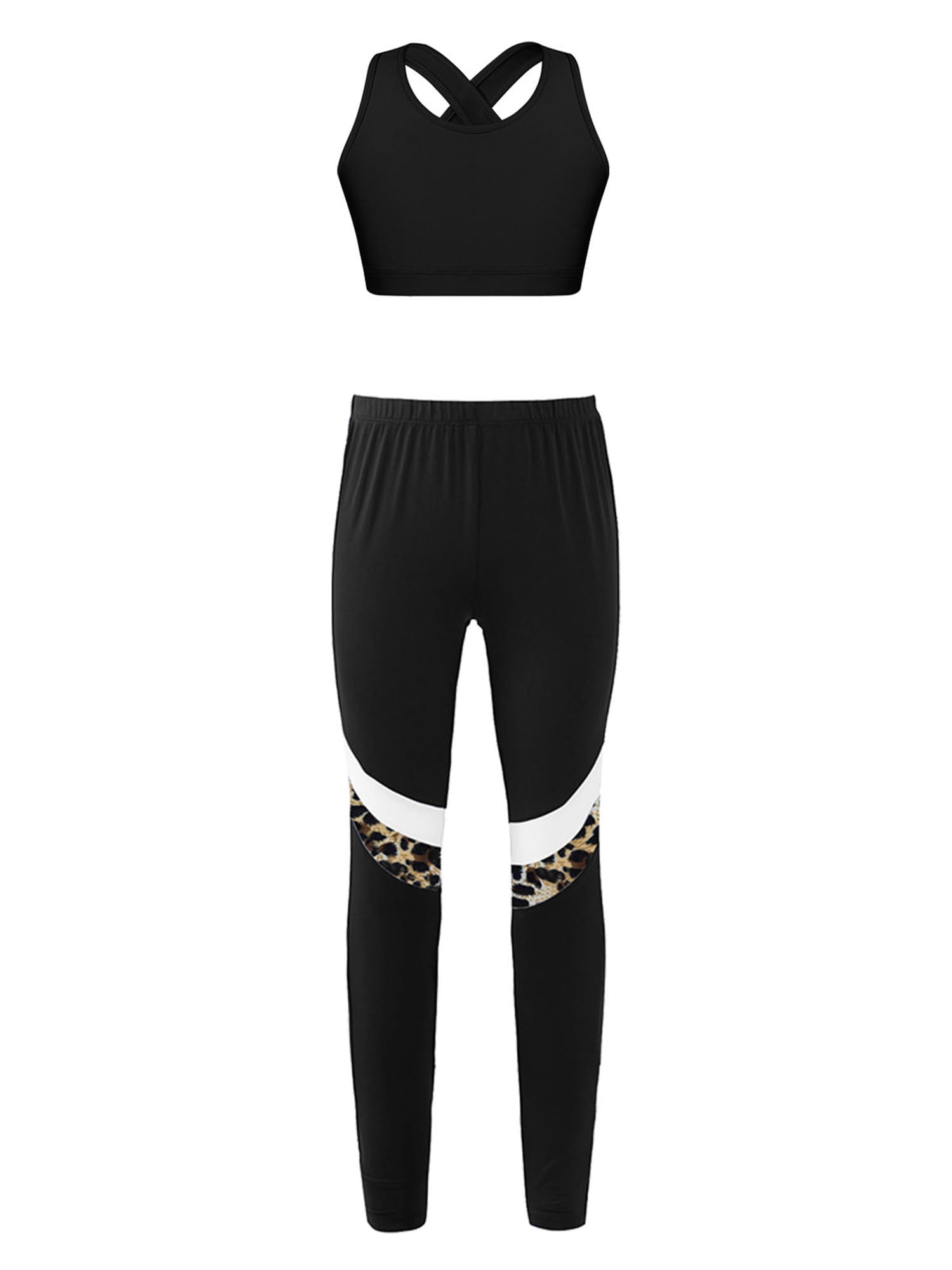 CHICTRY Girls Athletic Jogging Cycling Outfit Sports Bra Crop Top with ...