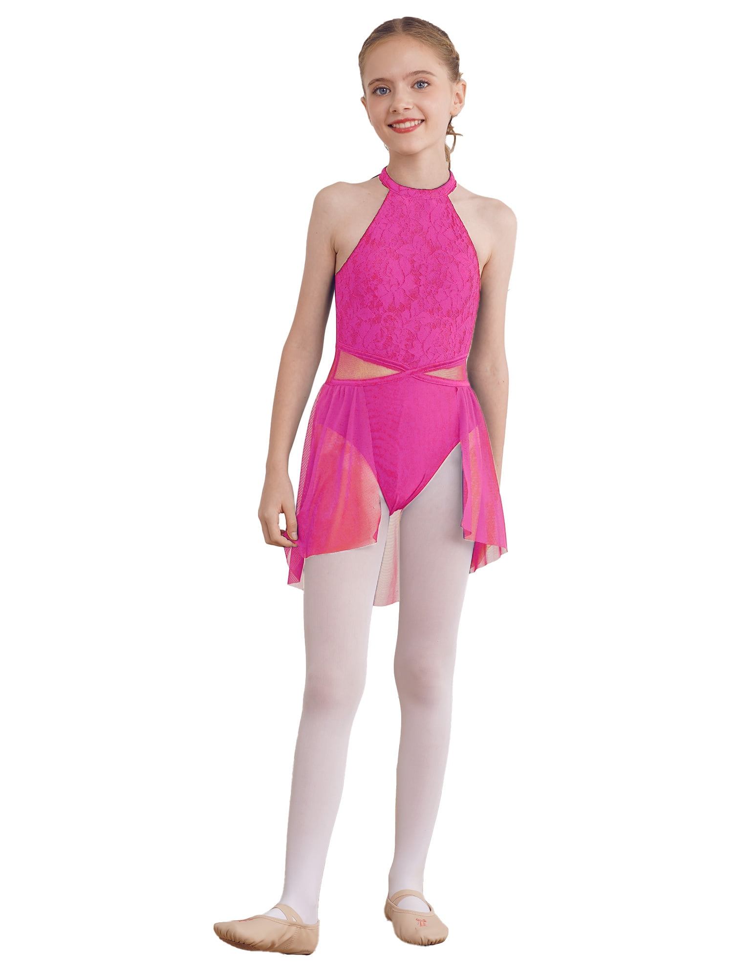 CHICTRY Girls Ballet Dance Dress Halter Neck Lace Leotard Tutu Skirted ...