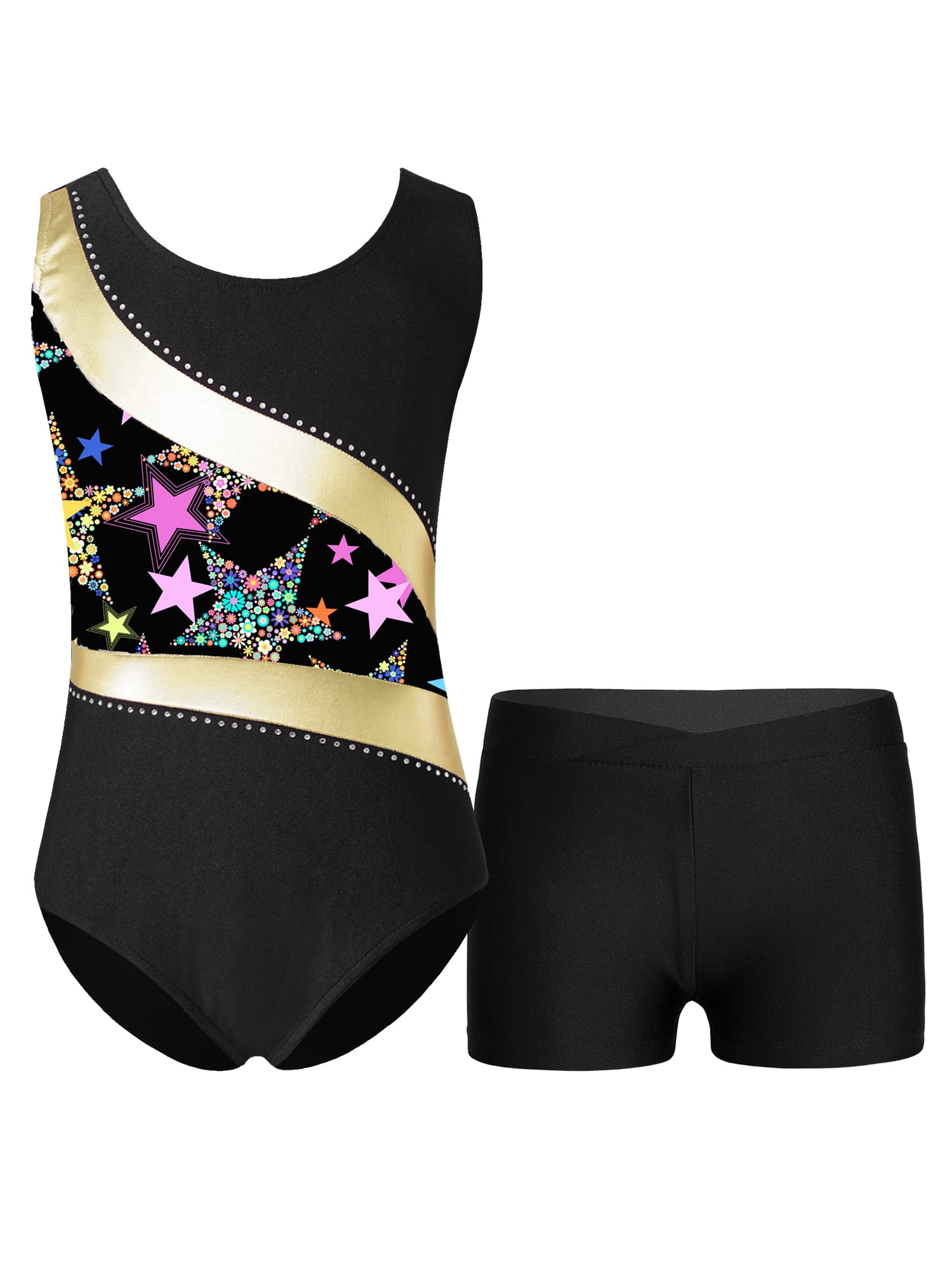 CHICTRY Girls Ballet Dance Set Youth Gymnastics Outfit Shiny Rhinestone ...
