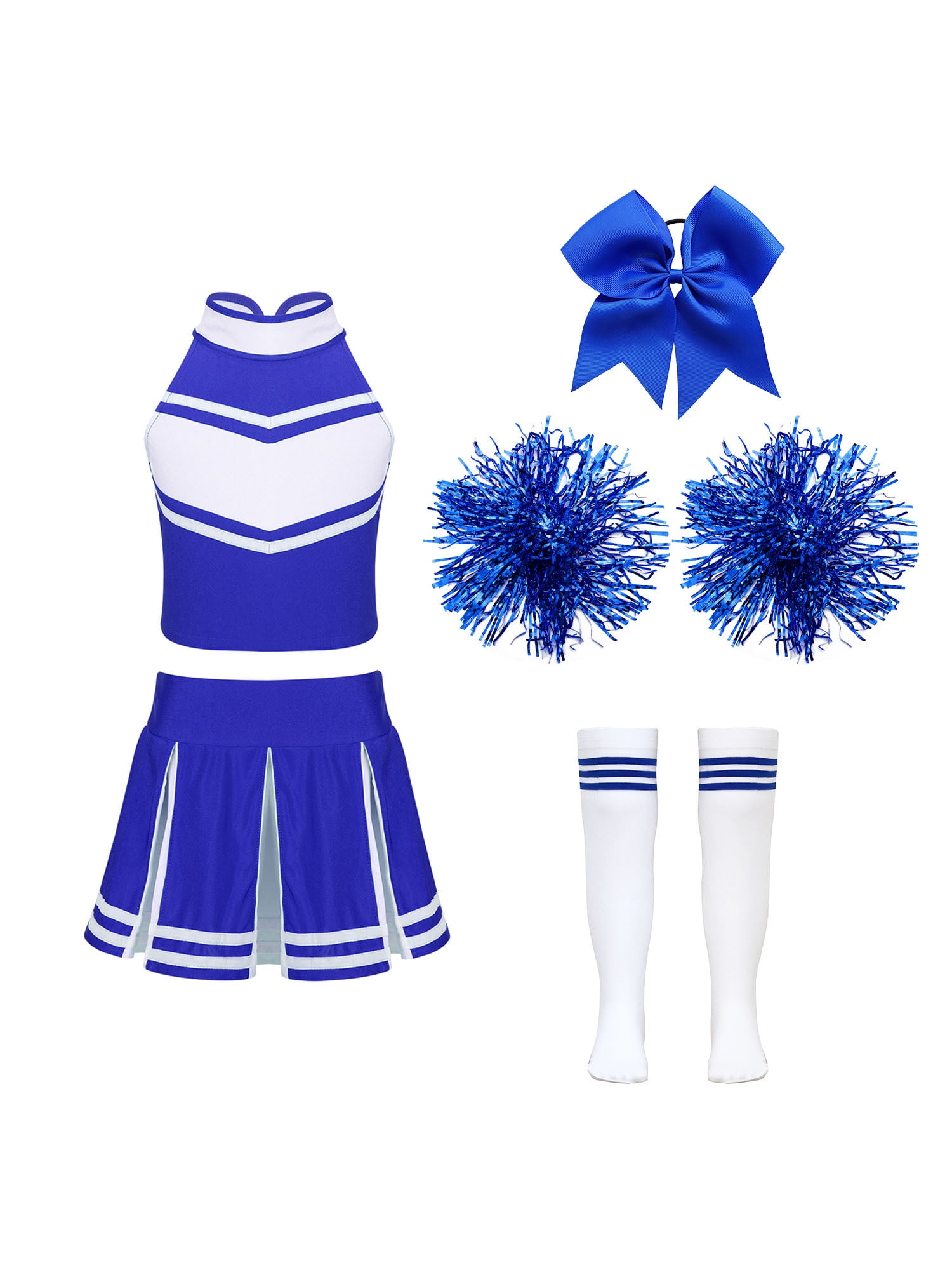 CHICTRY Girls Cheerleading Costume Outfit Crop Top with Pleated Skirt ...