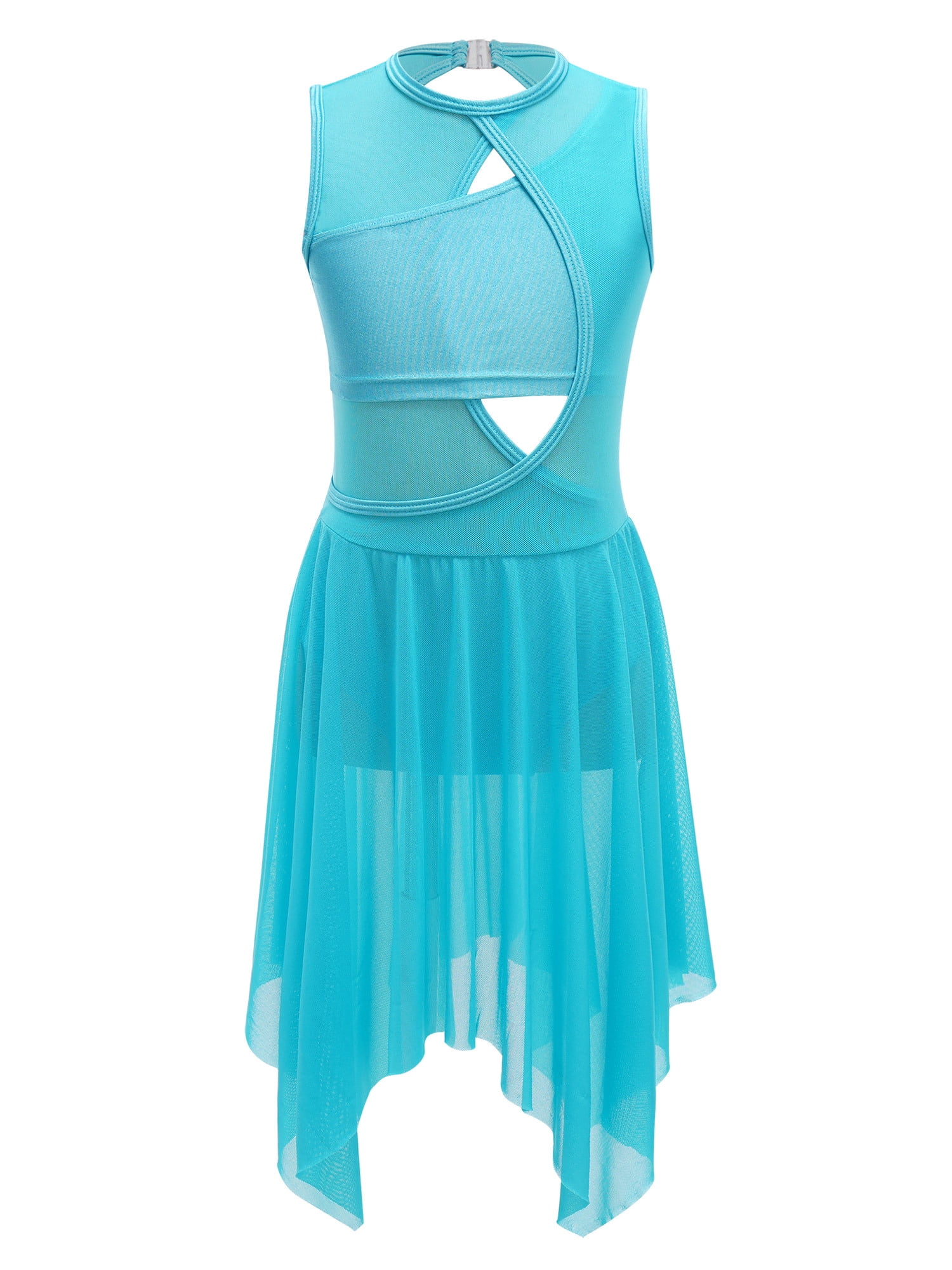 CHICTRY Girls Cut Out Ballet Leotard Dress Mesh Tulle Asymmetrical Hem ...