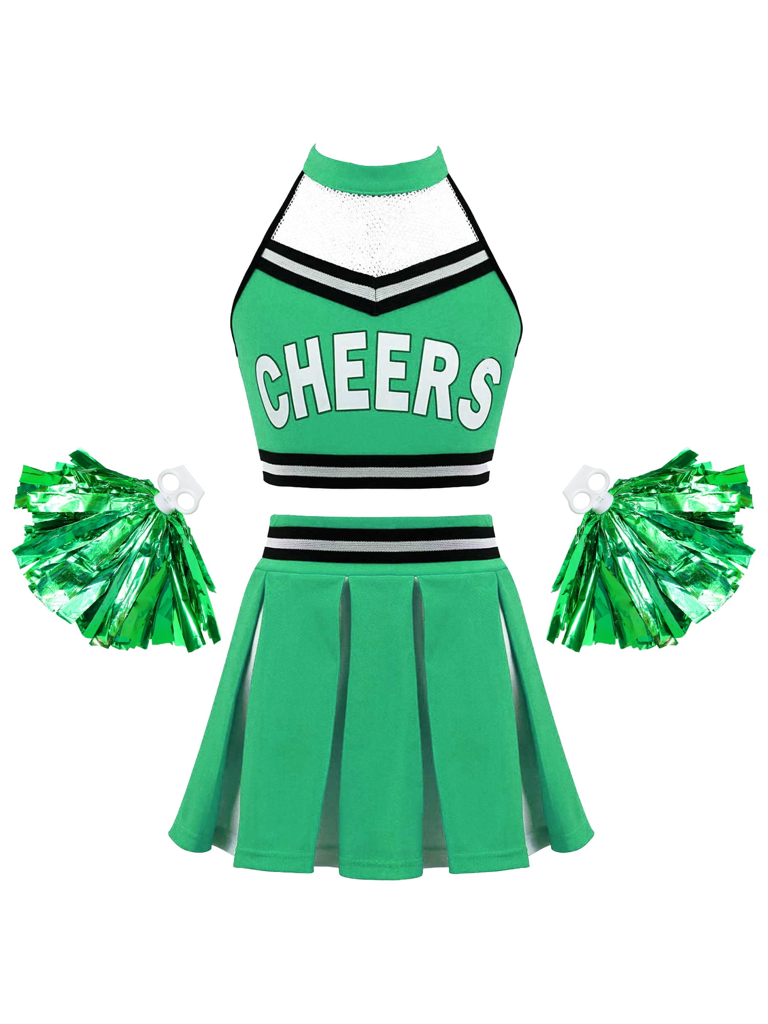 CHICTRY Girls Juniors Cheerleading Uniform Crop Top with Pleated Skirt ...