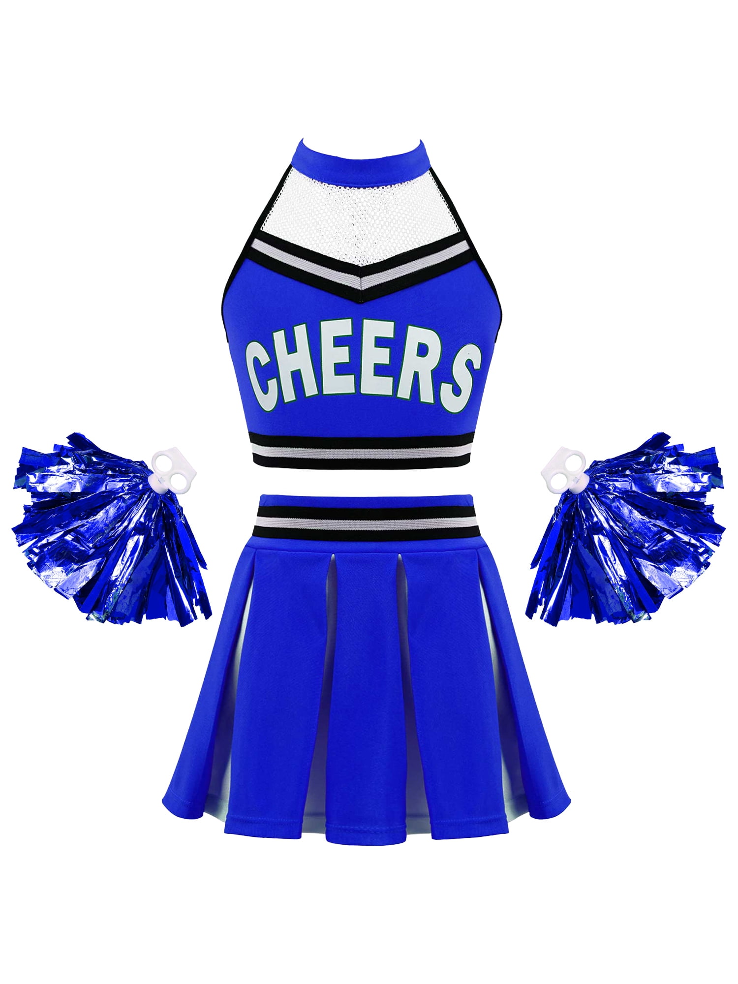 CHICTRY Girls Juniors Cheerleading Uniform Crop Top with Pleated Skirt ...