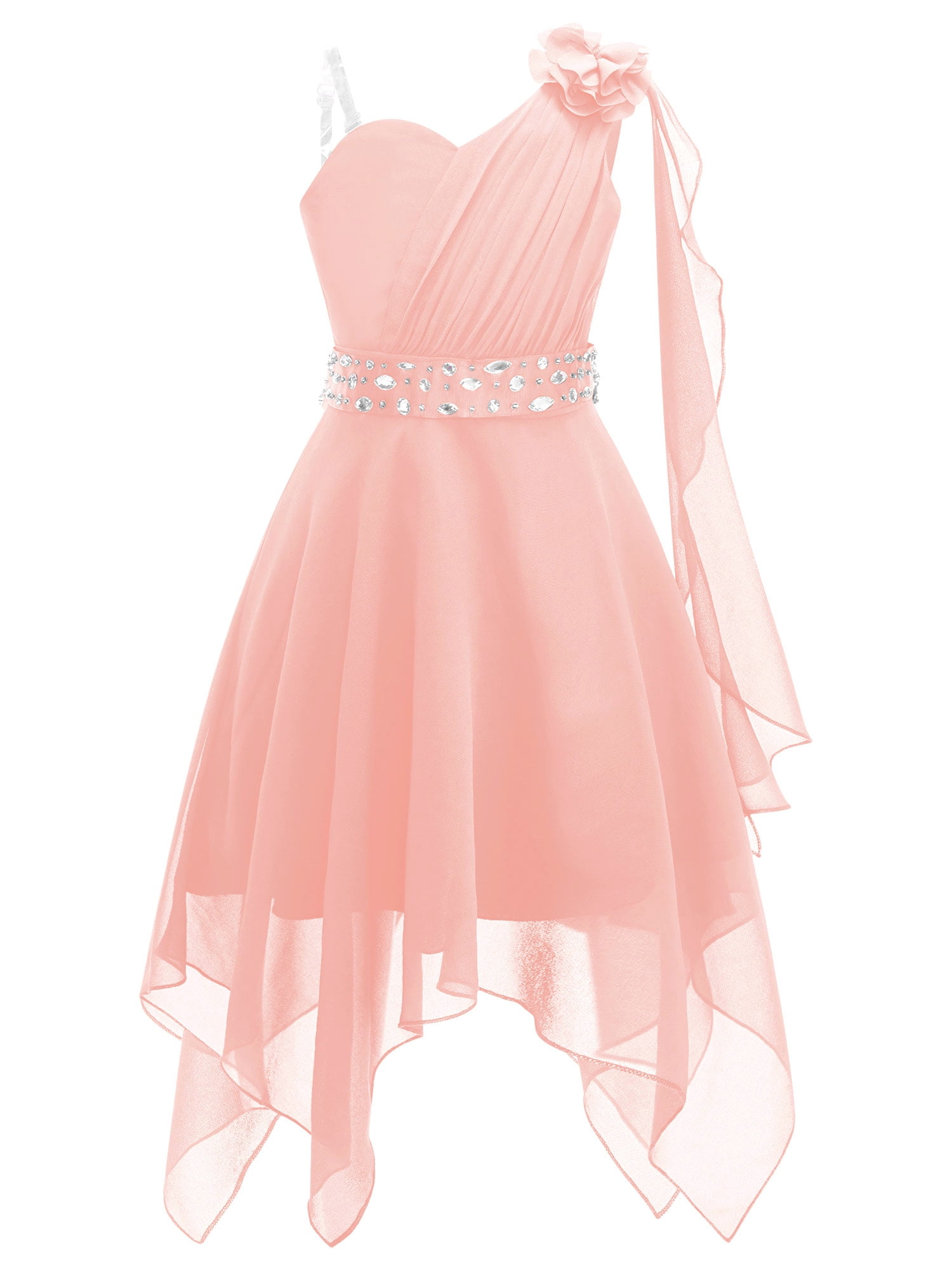 CHICTRY Girls Juniors One Shoulder 3D Applique Chiffon Birthday Evening ...