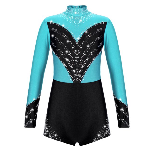 CHICTRY Girls Long Sleeve Ballet Dance Leotard Figure Skating Gymnastics Jumpsuit Shiny Glitters ...