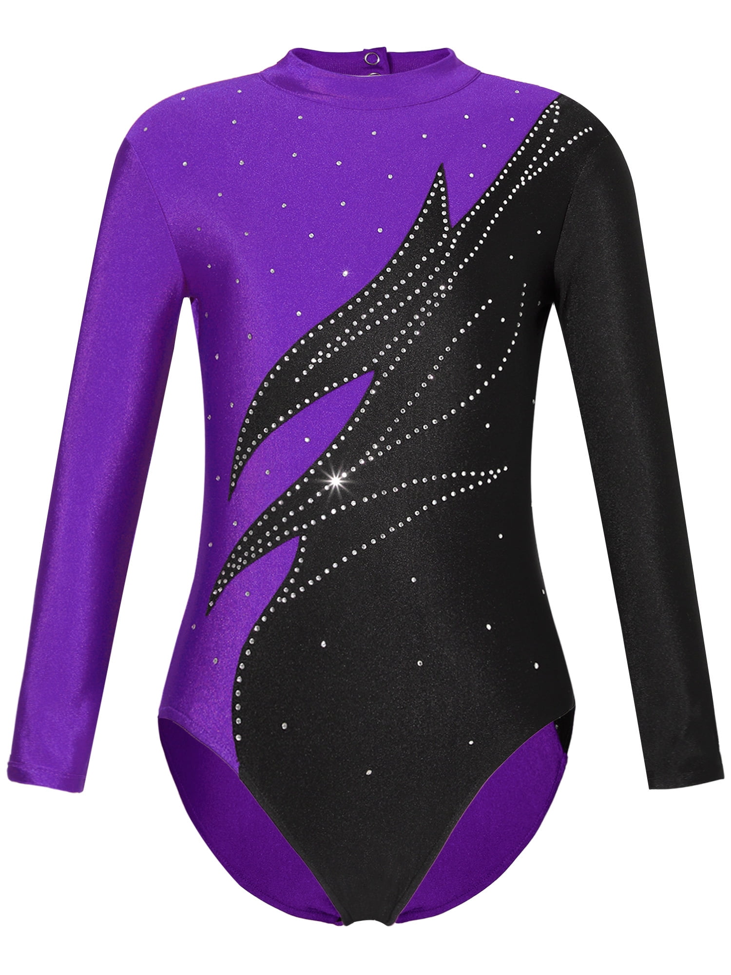 Chictry Girls Long Sleeve Gymnastics Workout Training Jumpsuit Shiny