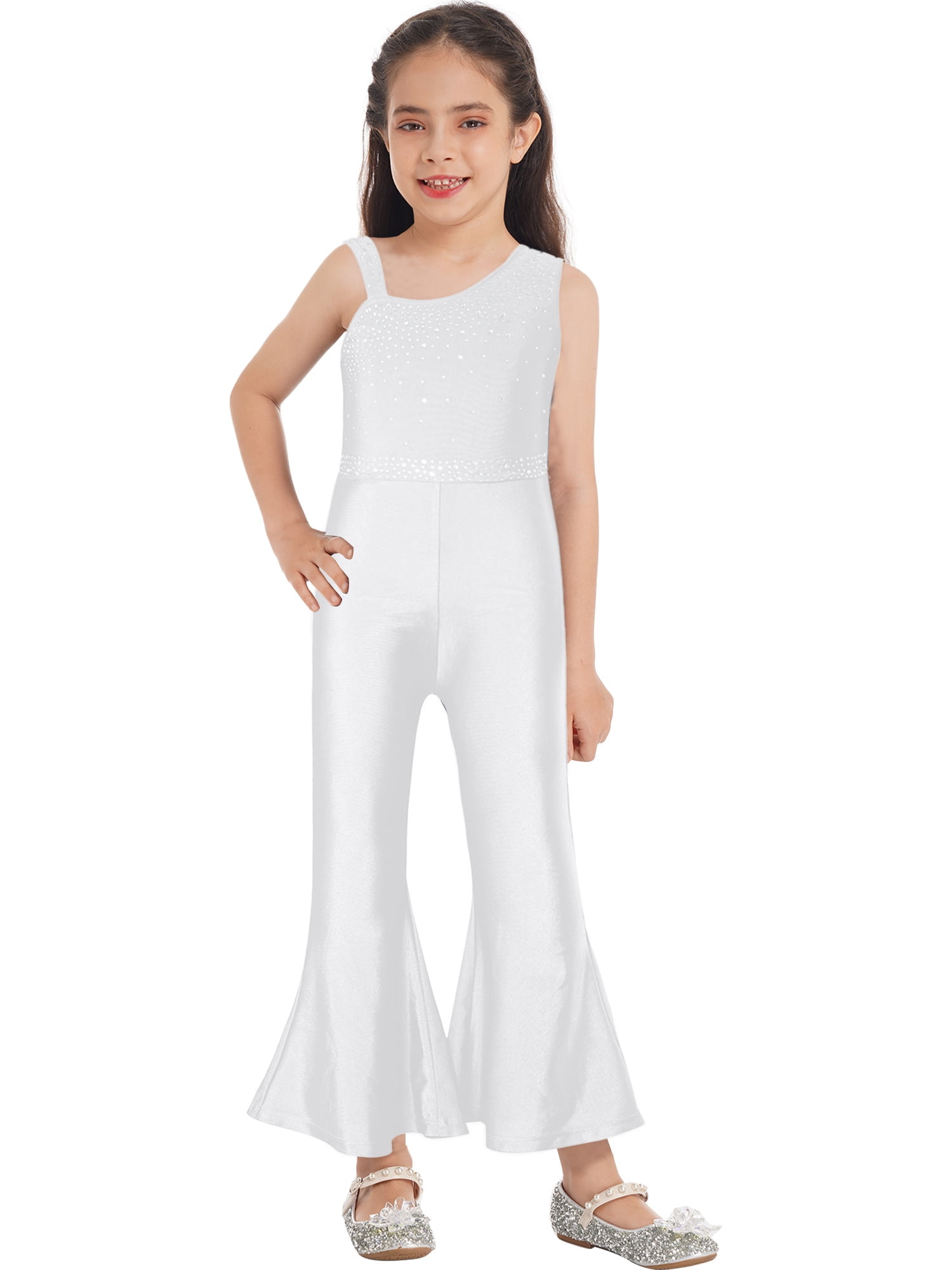 CHICTRY Girls One Piece Dance Unitard Shiny Rhinestones Bodysuit ...