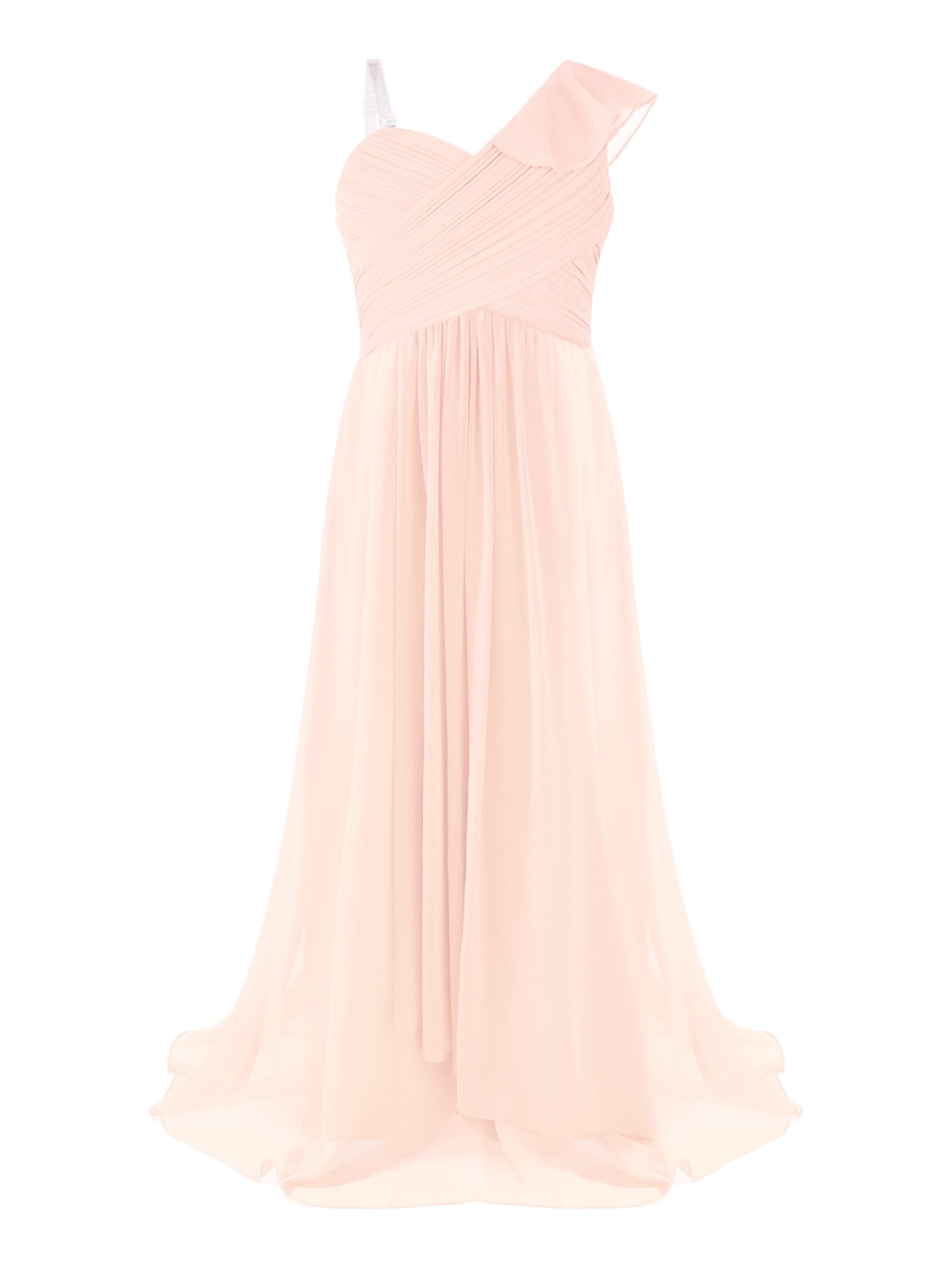 CHICTRY Girls One Shoulder Ruched Pageant Dress Chiffon Pleated Wedding ...