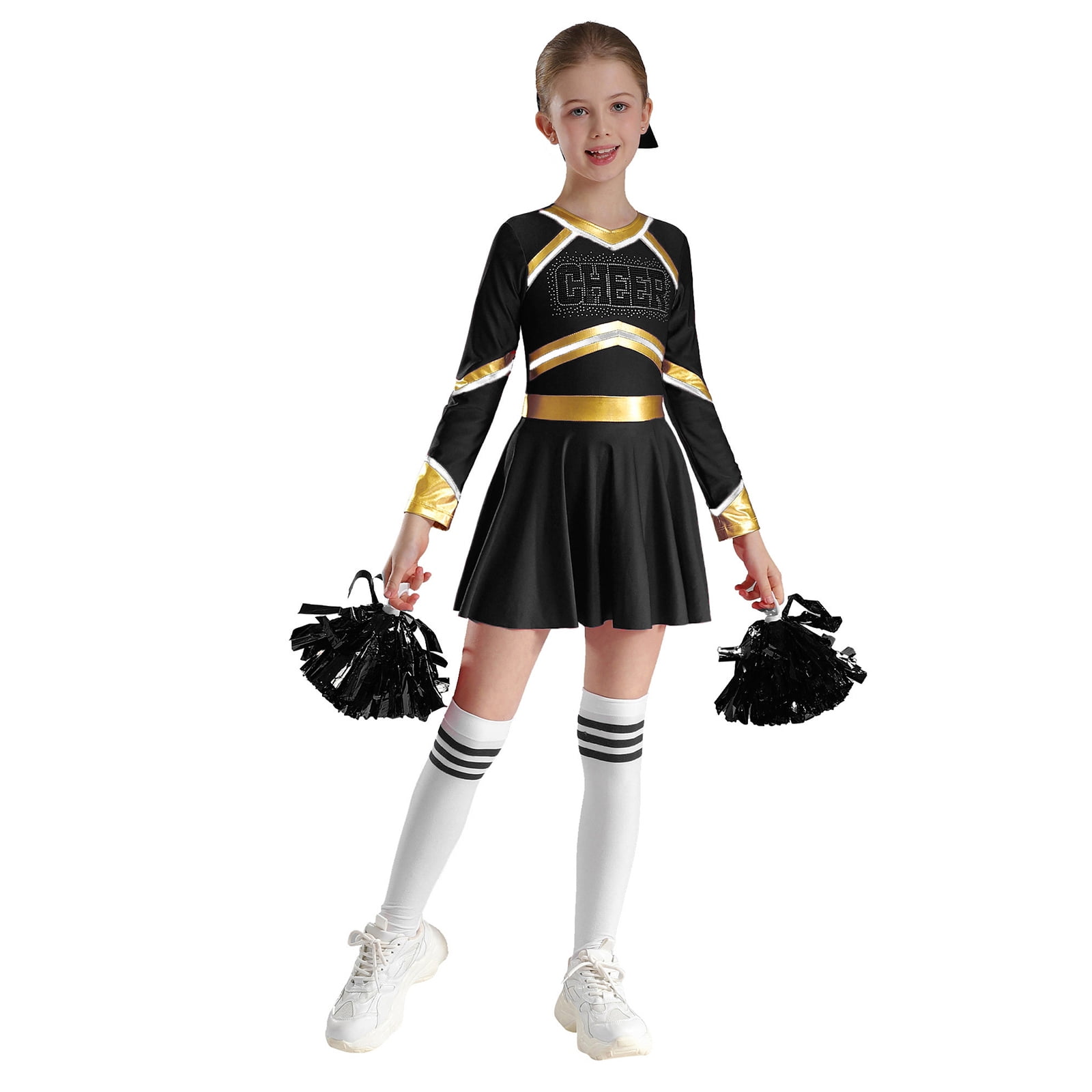 CHICTRY Girls School Cheer Leader Sets Long Sleeve Dance Dress with ...
