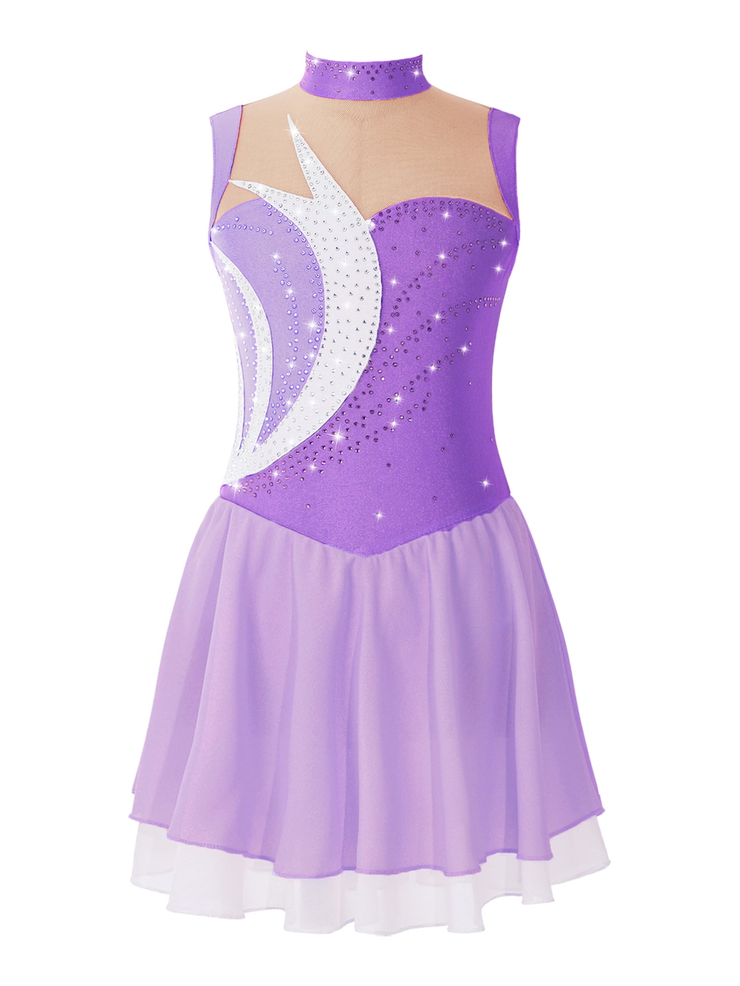 CHICTRY Girls Shiny Rhinestone Figure Skating Dress Ballet Gymnastics ... CHICTRY Girls Shiny Rhinestone Figure Skating Dress Ballet Gymnastics ...