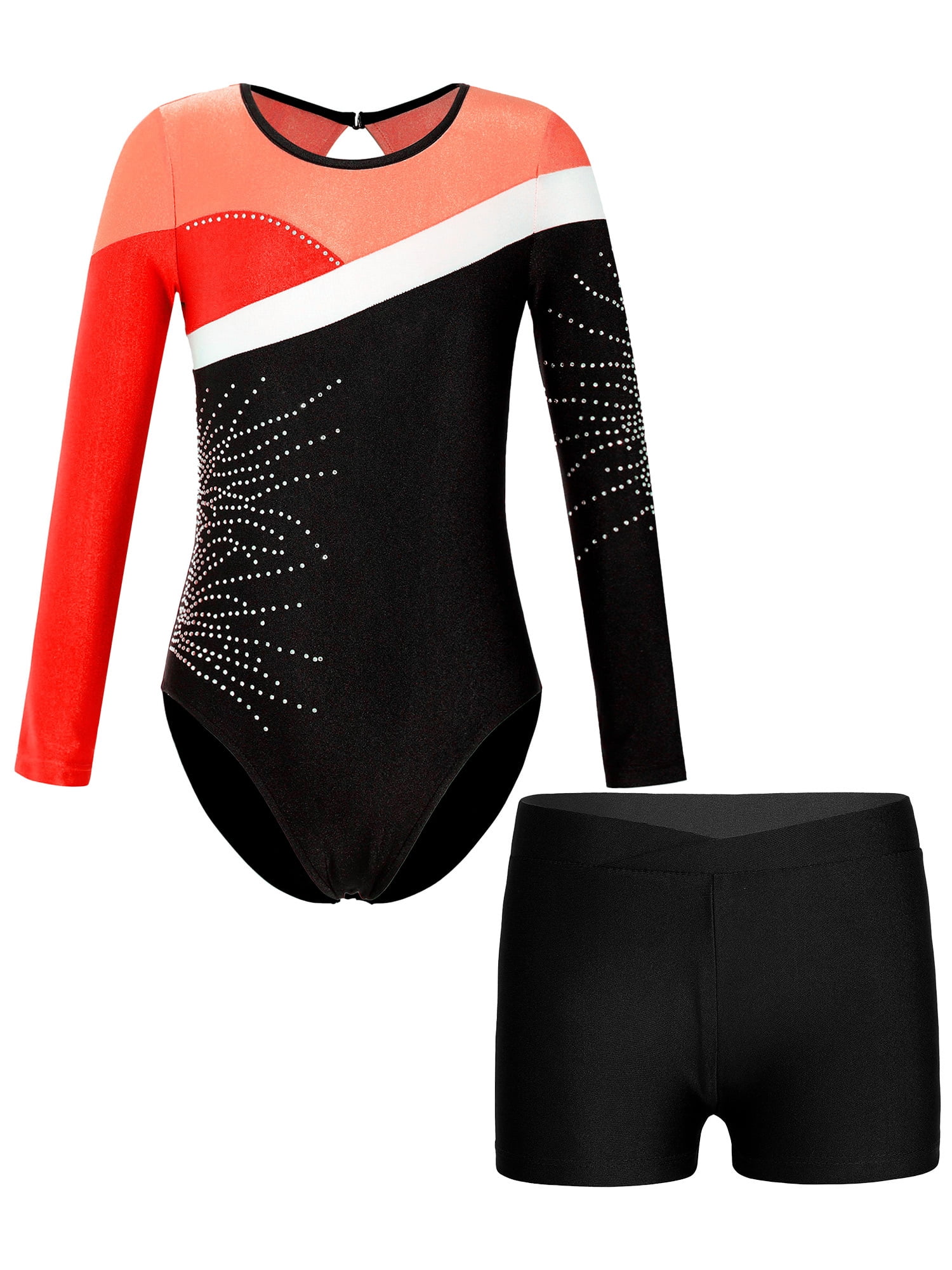CHICTRY Girls Shiny Rhinestone Gymnastics Leotard with Shorts Gym Suit ... CHICTRY Girls Shiny Rhinestone Gymnastics Leotard with Shorts Gym Suit ...