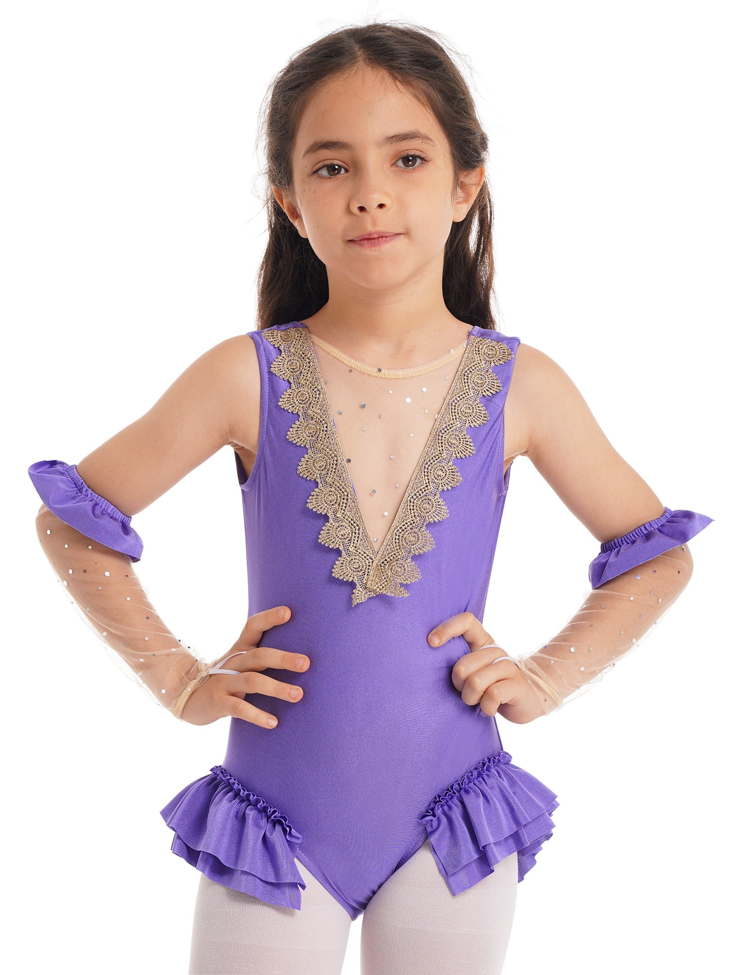 CHICTRY Girls Showman Halloween Costume Mesh Splice Leotard with Arm ...