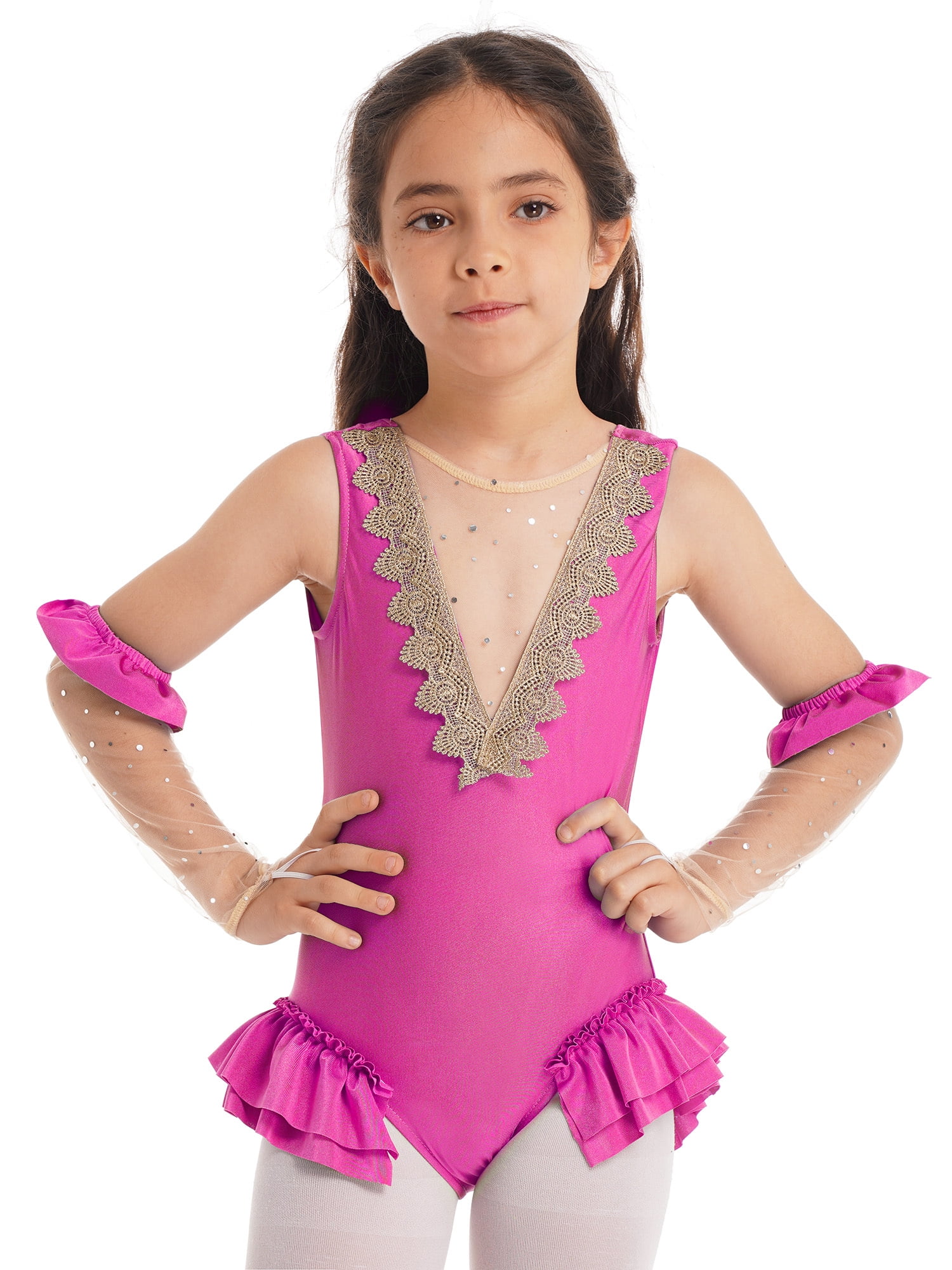 CHICTRY Girls Showman Halloween Costume Mesh Splice Leotard with Arm ...