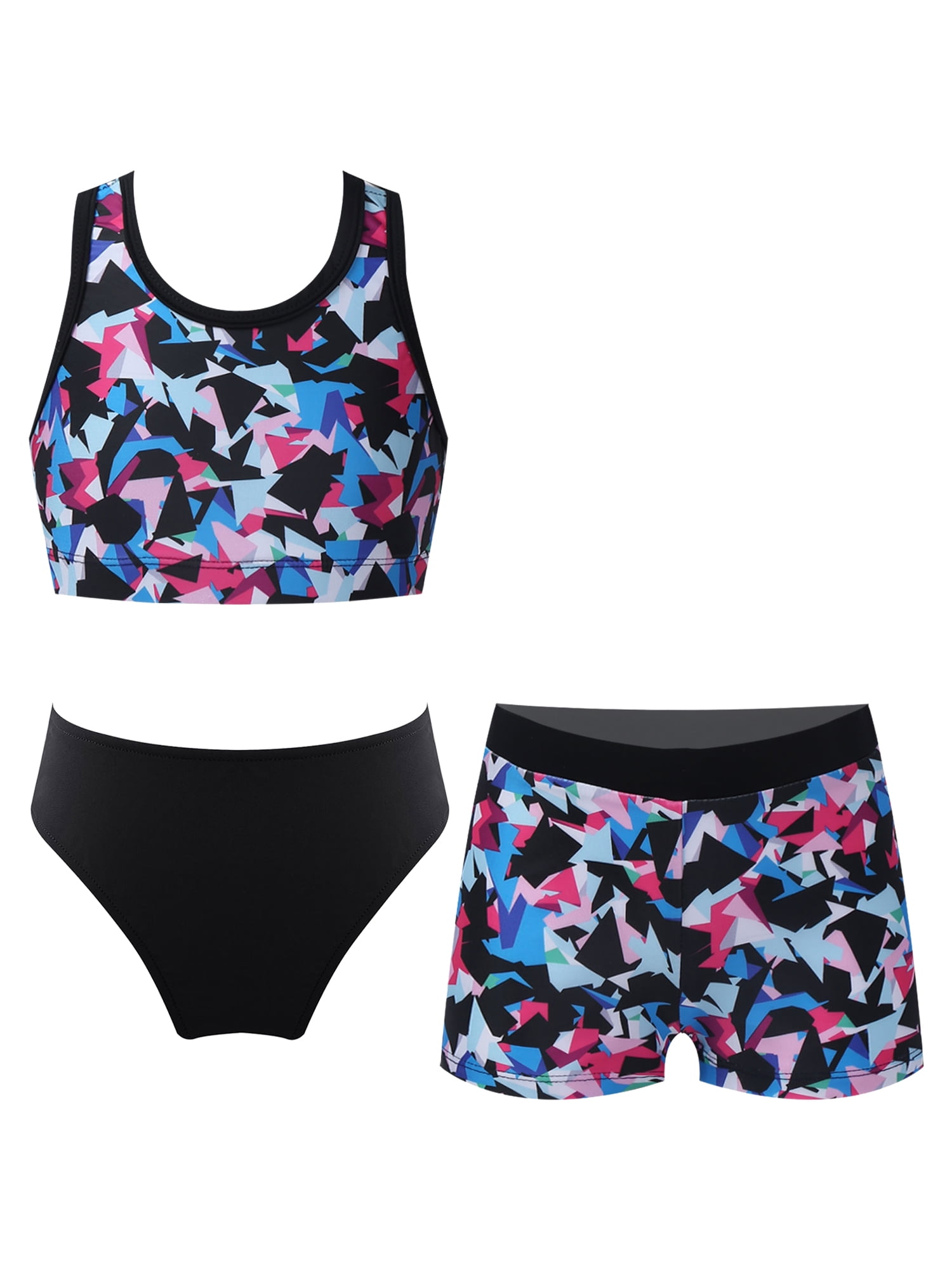 CHICTRY Girls Teens 3Pcs Swimsuit Racer Back Crop Top with Shorts ...