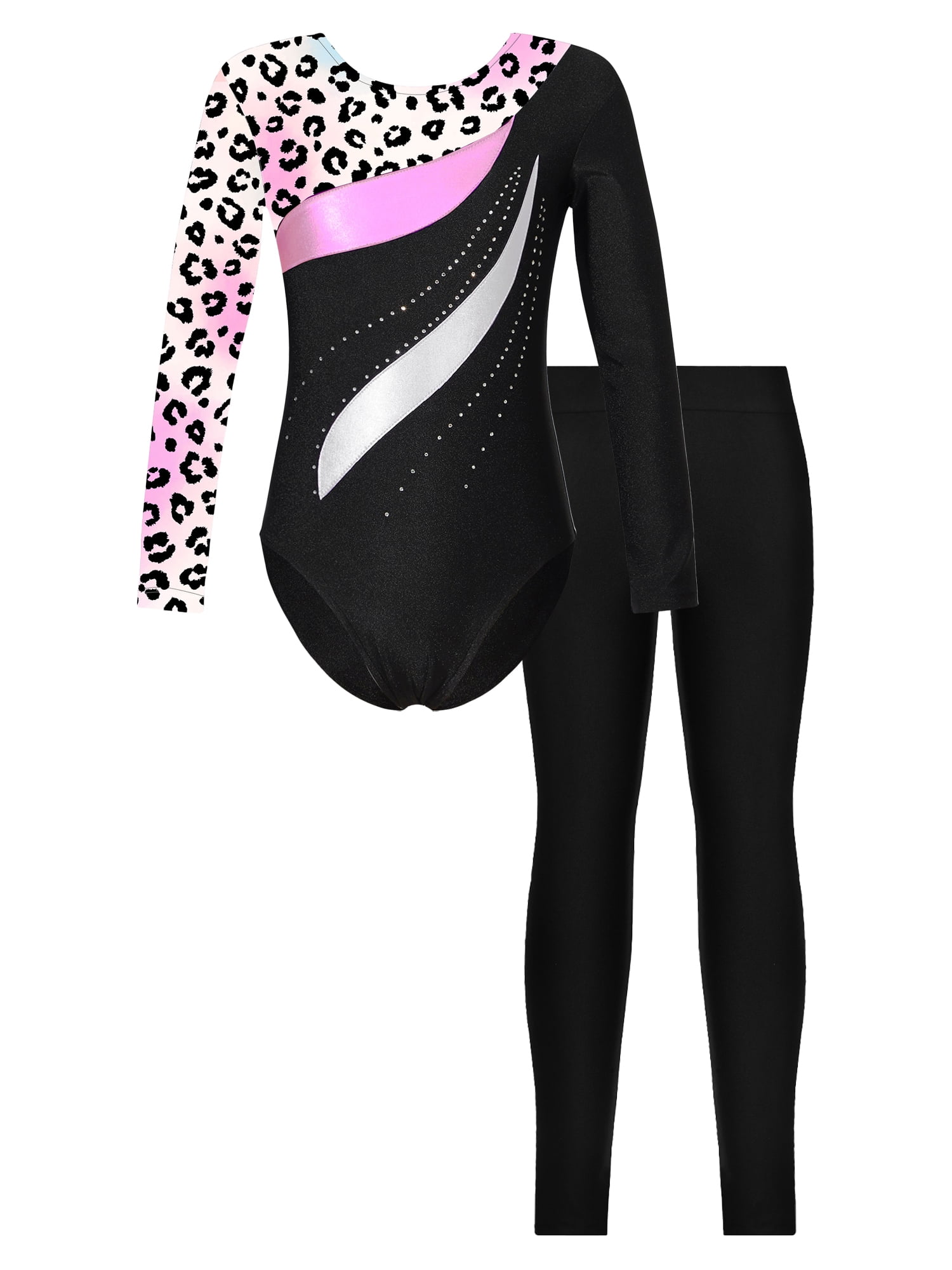 CHICTRY Girls Youth Cartoon Leopard Print Leotard with Leggings Ballet ...