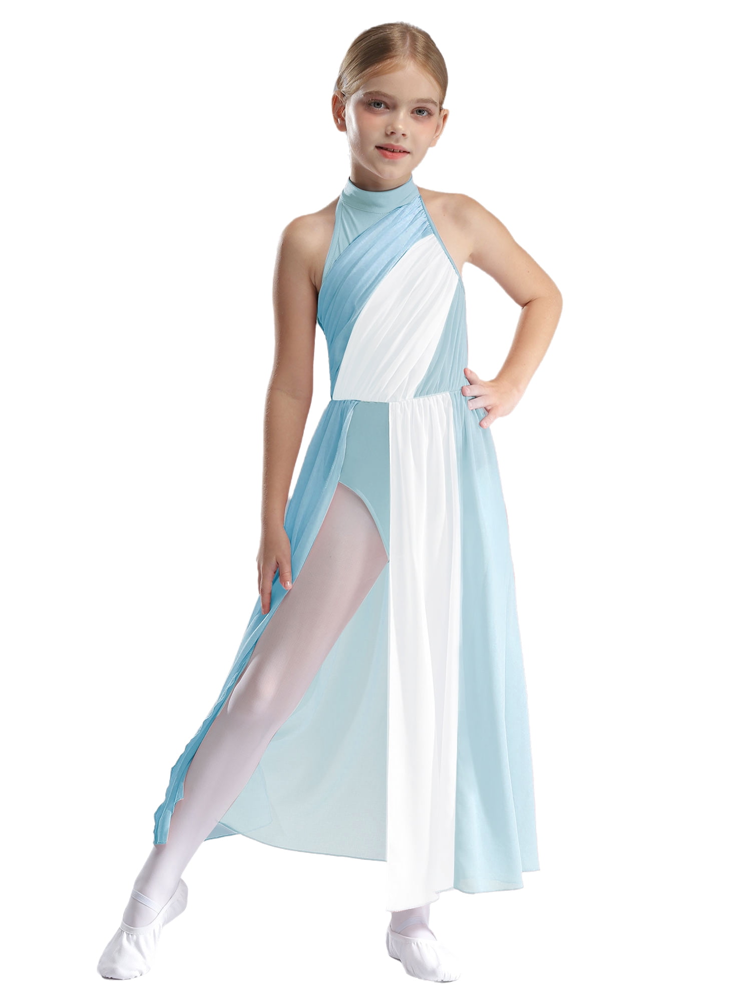 CHICTRY Kids Girl's Lyrical Dance Dress Leotard Color Block Sleeveless ...