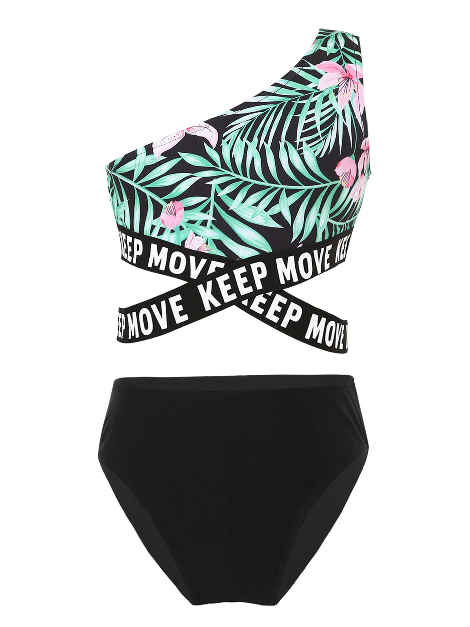 CHICTRY Kids Girls 2Pcs Swimsuit Swimming Single Shoulder Tops with ...