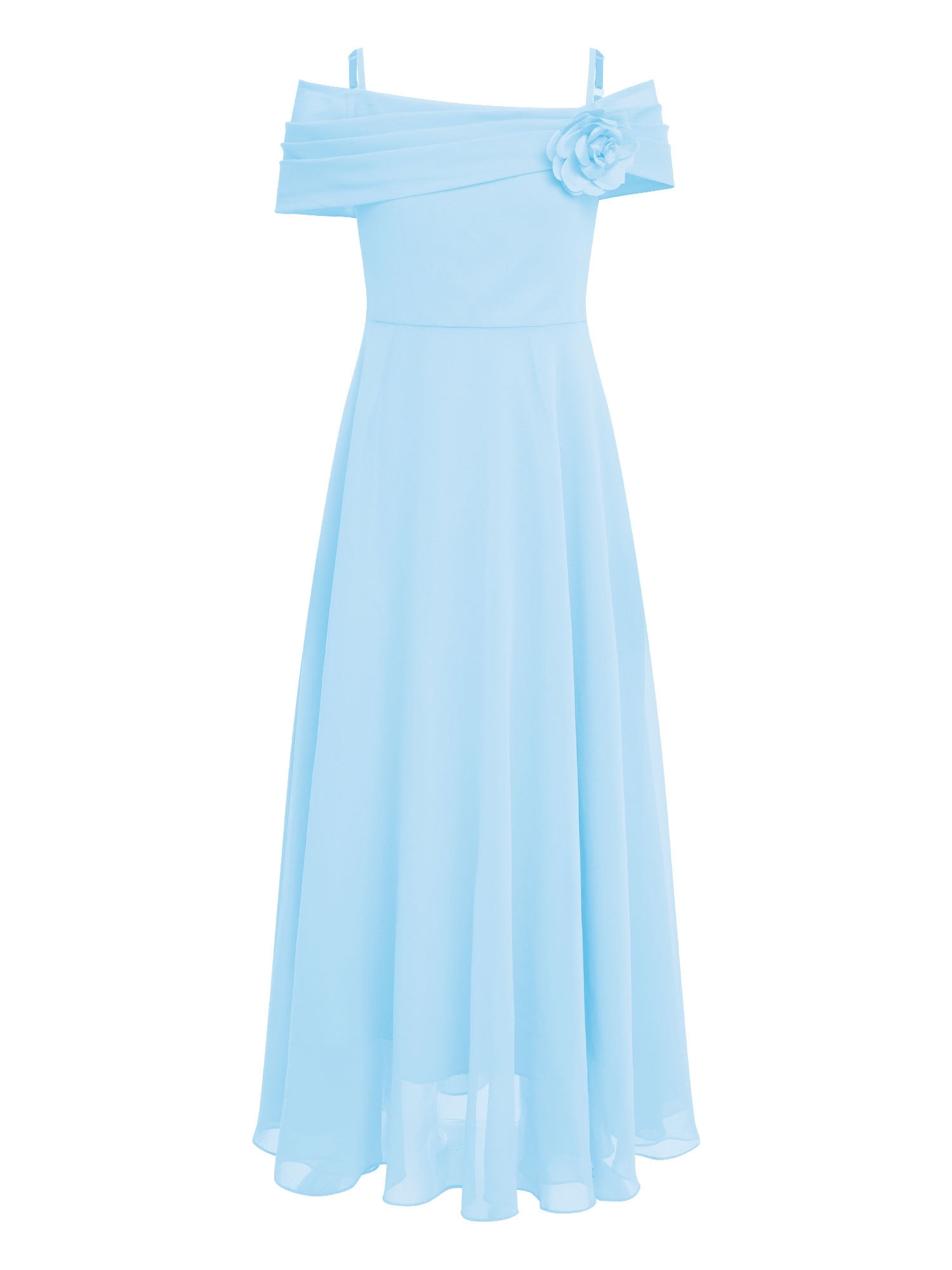 CHICTRY Kids Girls 3D Flower Applique Prom Gown Chiffon Off Shoulder ...