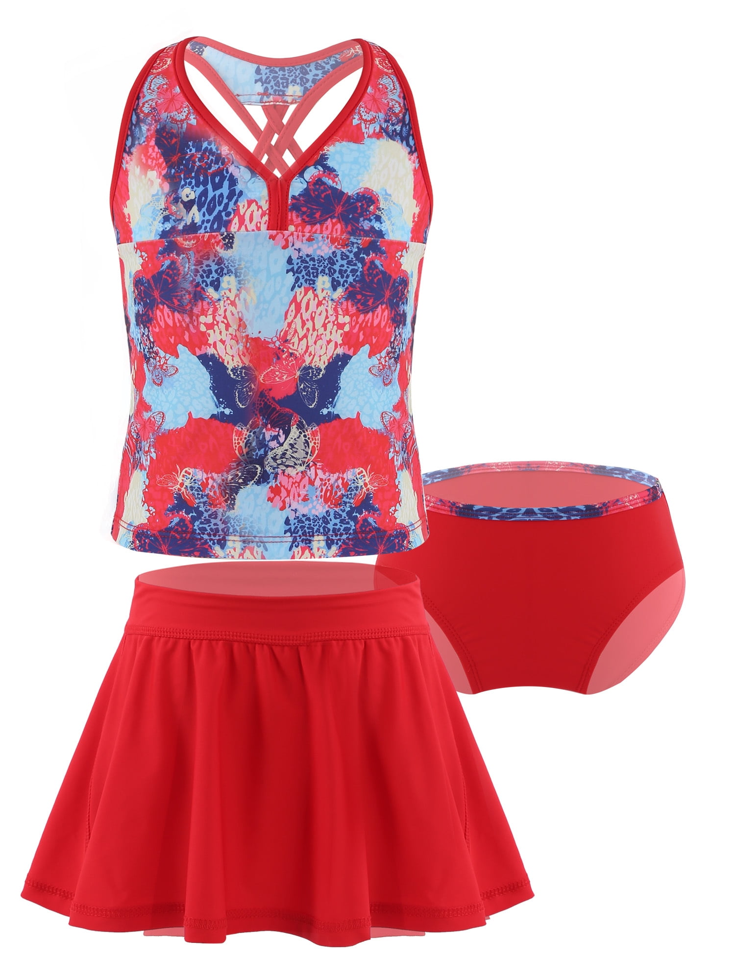 CHICTRY Kids Girls 3Pcs Floral Print Swimsuit Spaghetti Straps Top with ...