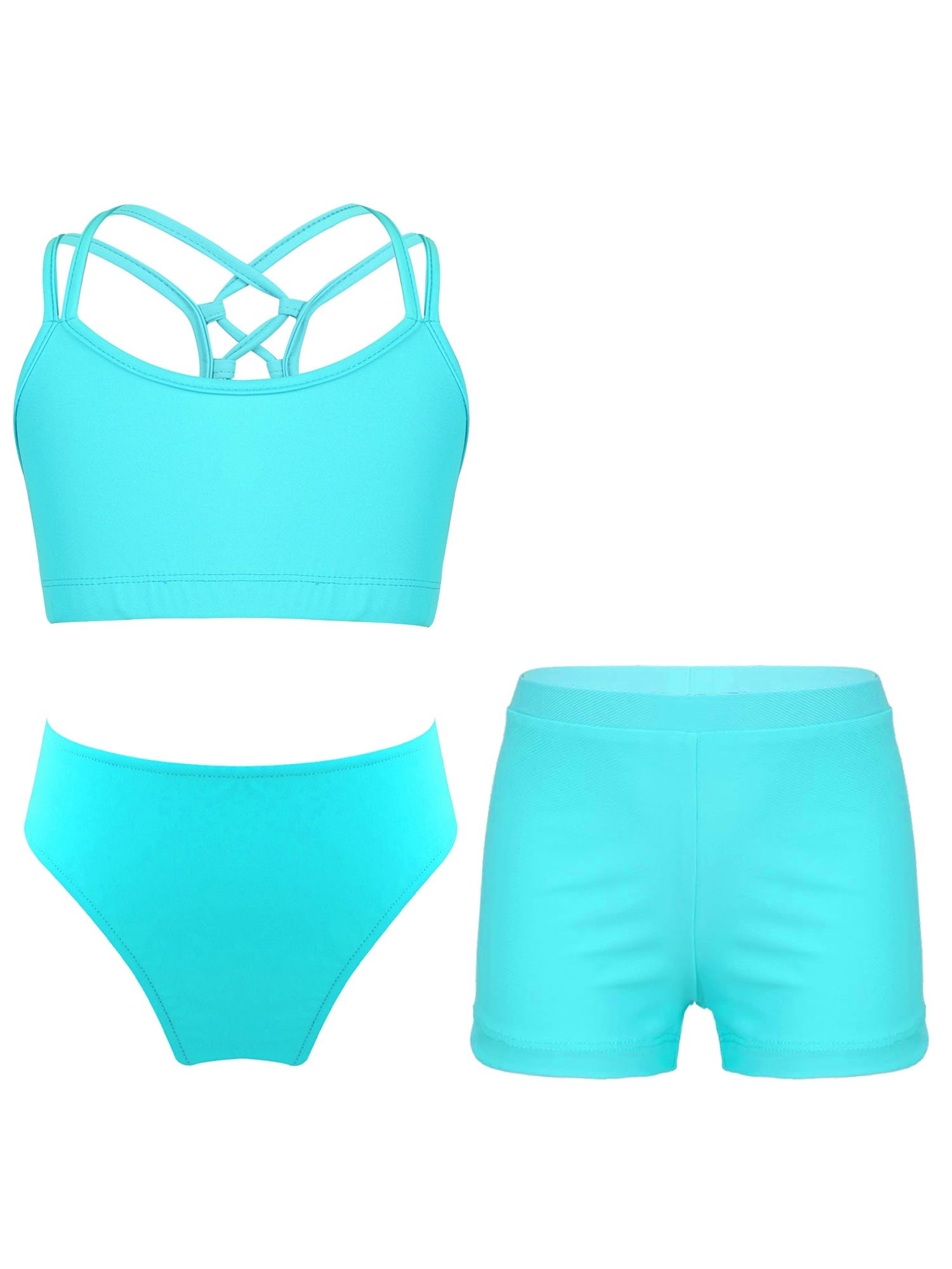 CHICTRY Kids Girls 3Pcs Swimwear Sleeveless Strappy Back Crop Top with ...