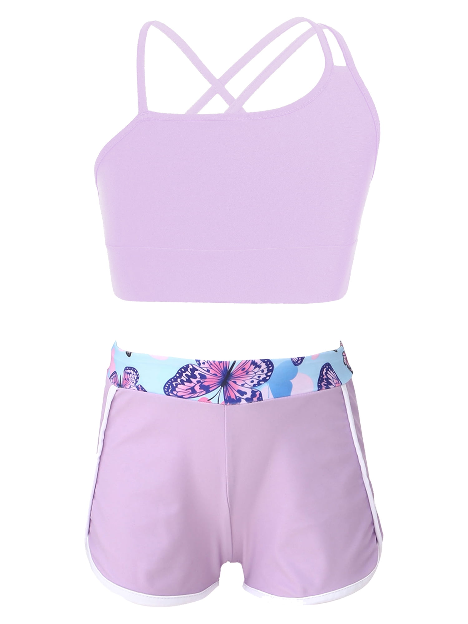 CHICTRY Kids Girls Asymmetrical Spaghetti Shoulder Straps Crop Top with ...