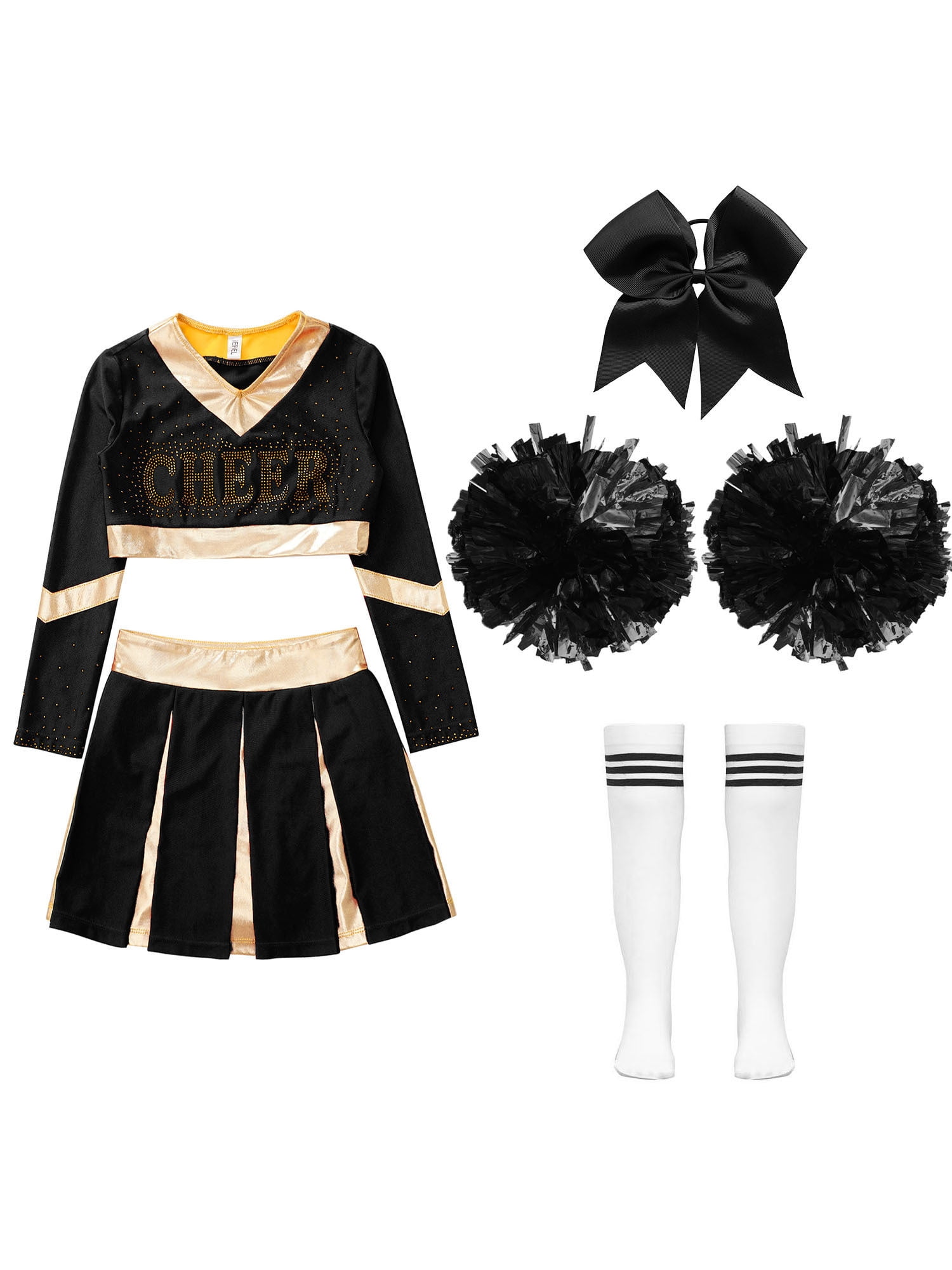 CHICTRY Kids Girls Cheer Leader Costume Halloween Carnival Fancy Dress ...