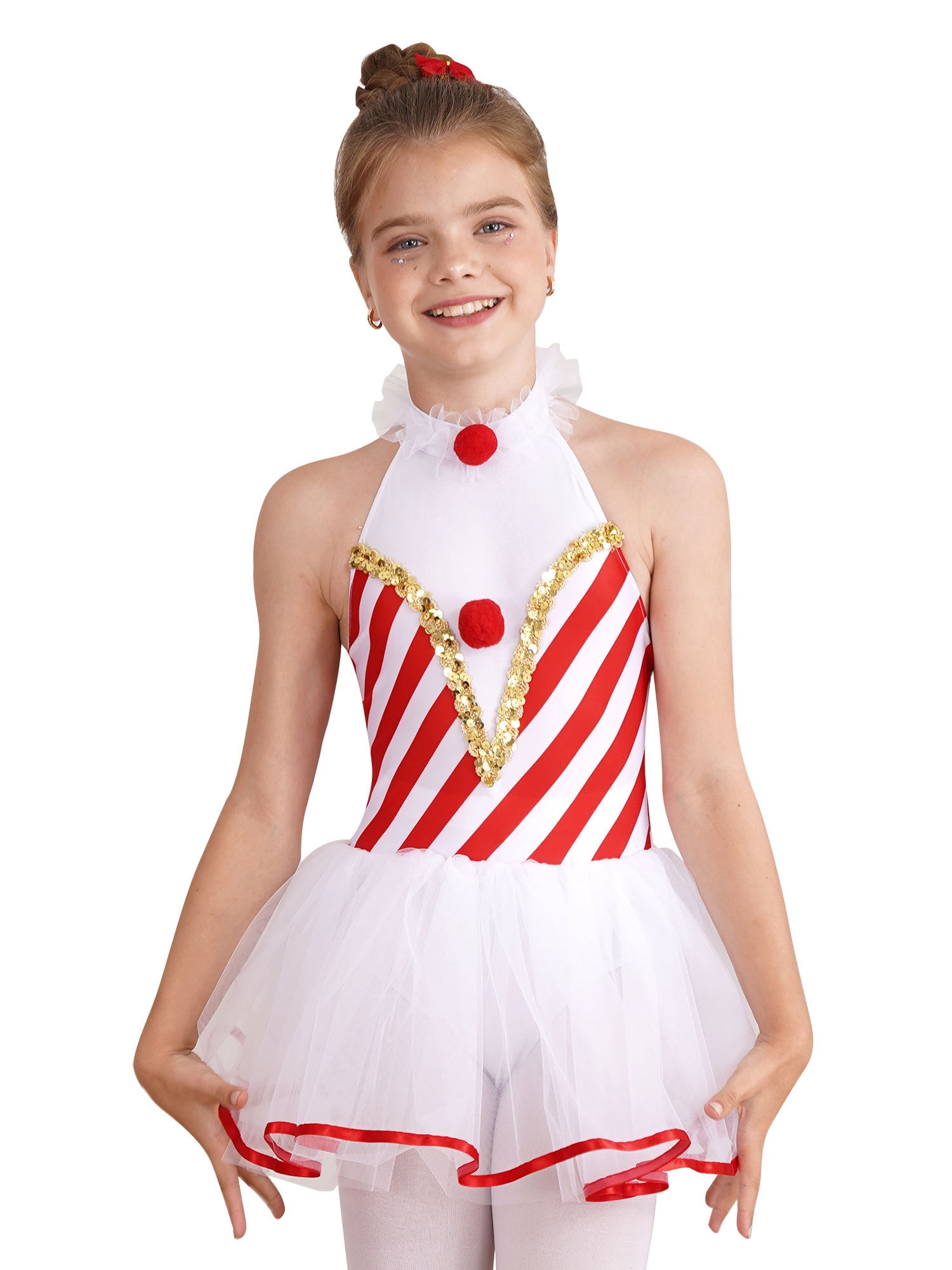 CHICTRY Kids Girls Christmas Dance Dress Candy Cane Stripes Ballet Tutu ...