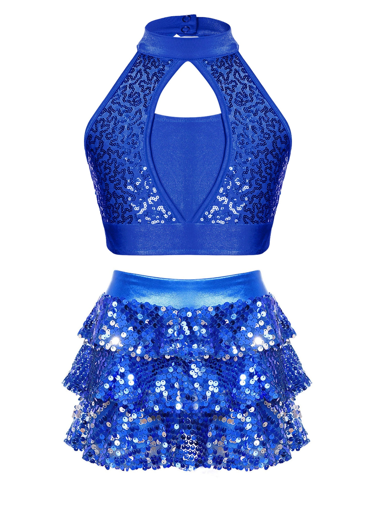 CHICTRY Kids Girls Dance Competition Costume Sequins Jazz Modern Ballet ...