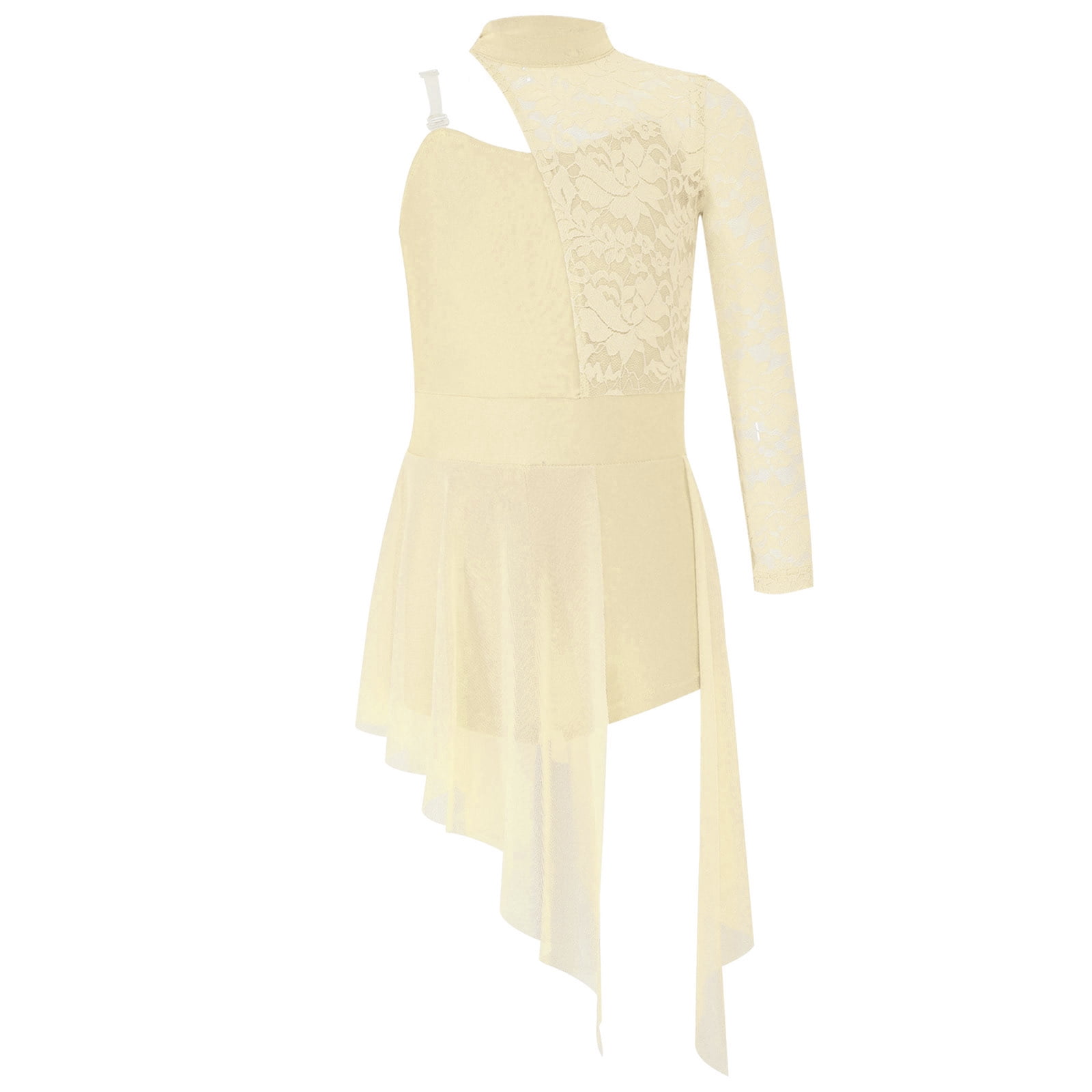 CHICTRY Kids Girls Figure Skating Jumpsuit Floral Lace Long Sleeve ...