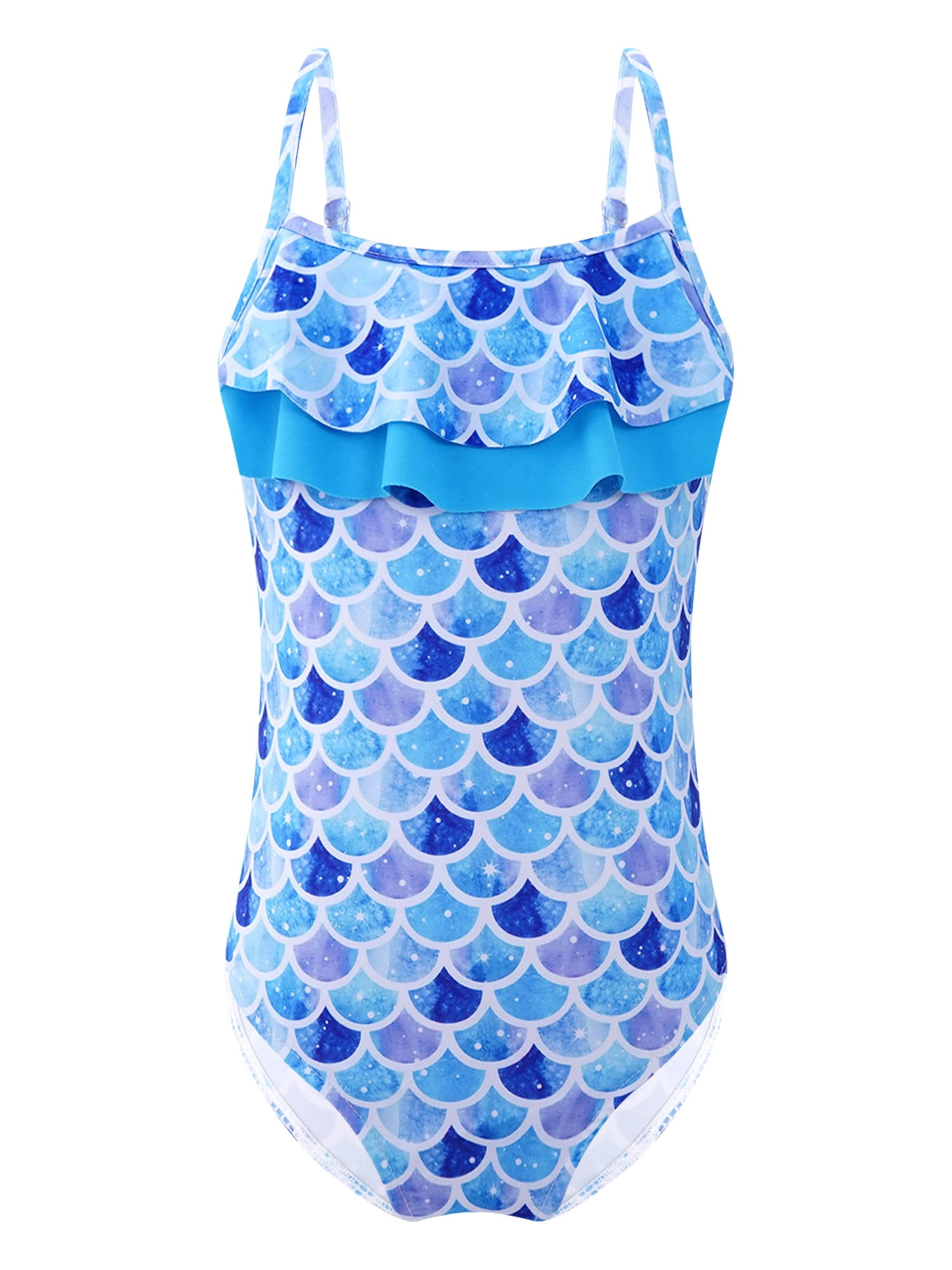 CHICTRY Kids Girls Fish Scales Print Swimwear Ruffle Backless Bathing ...