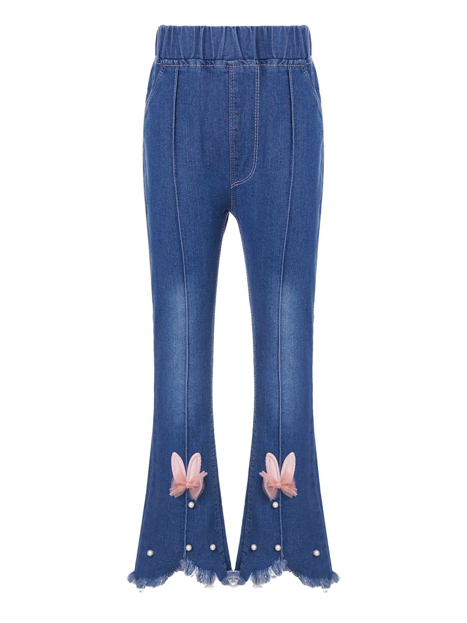 CHICTRY Kids Girls Flared Jeans High Waist Frayed Denim Pants Cute ...