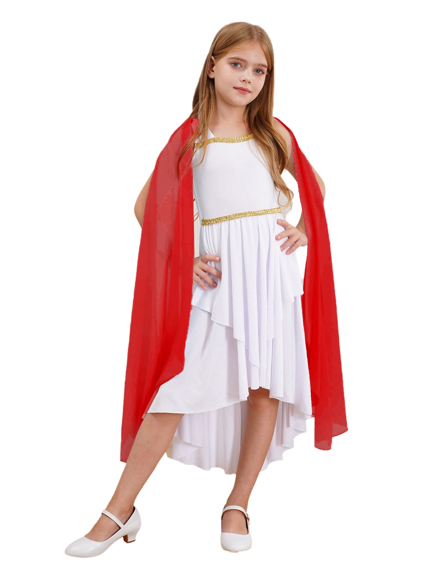 CHICTRY Kids Girls Greek Athena Toga Dress with Flowy Tulle Shawls ...