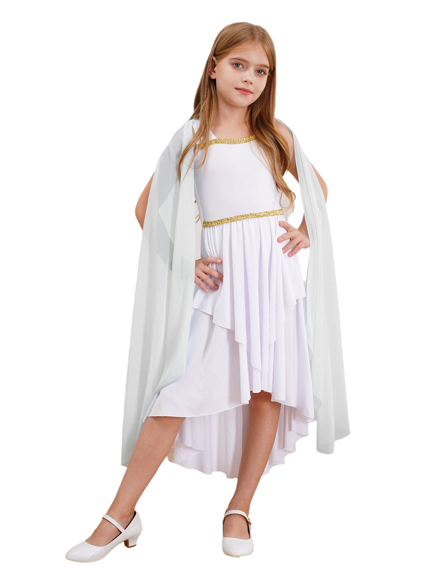 CHICTRY Kids Girls Greek Athena Toga Dress with Flowy Tulle Shawls ...