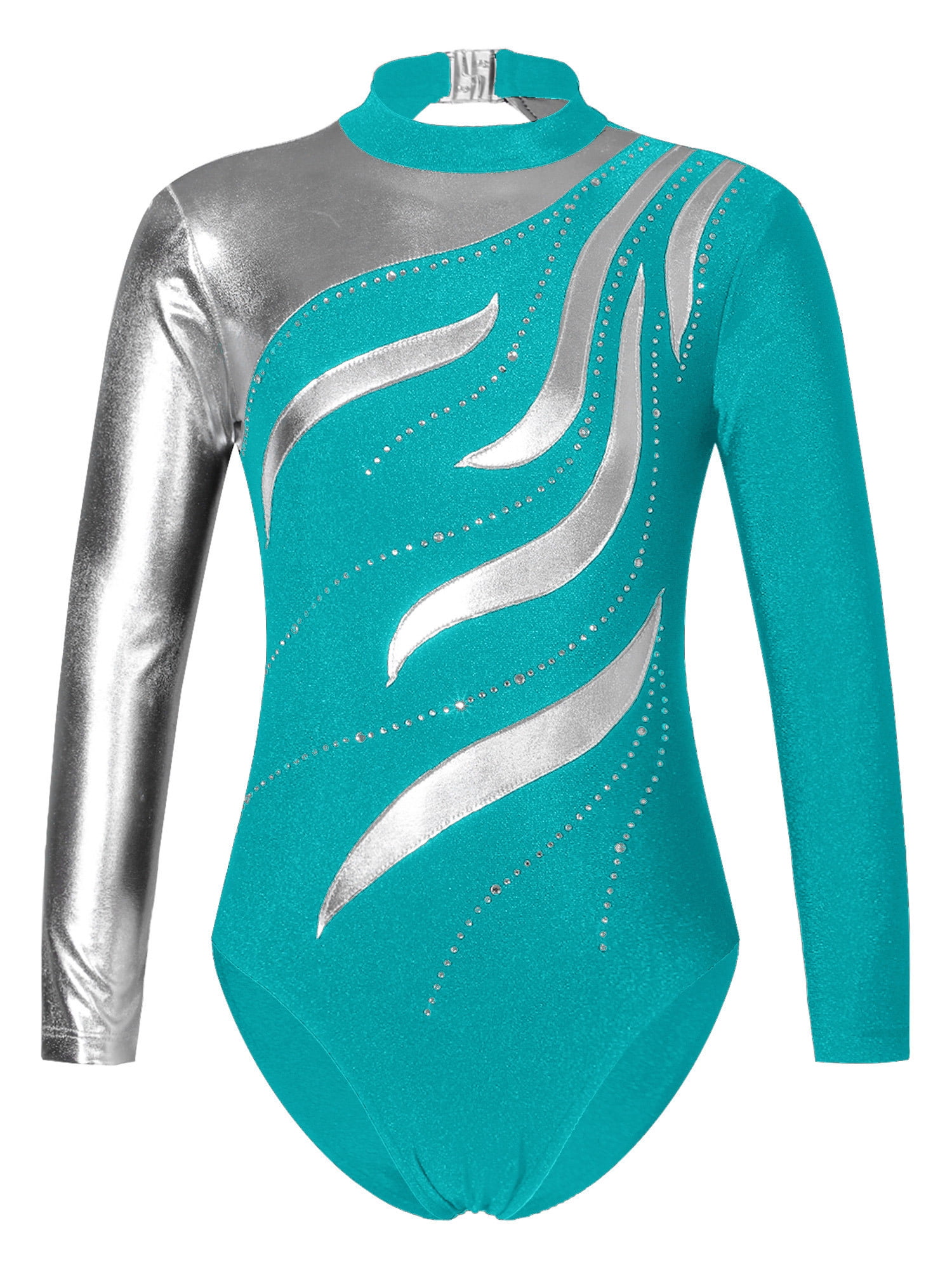CHICTRY Kids Girls Long Sleeve Cutout Back Gymnastics Leotard Shiny ...