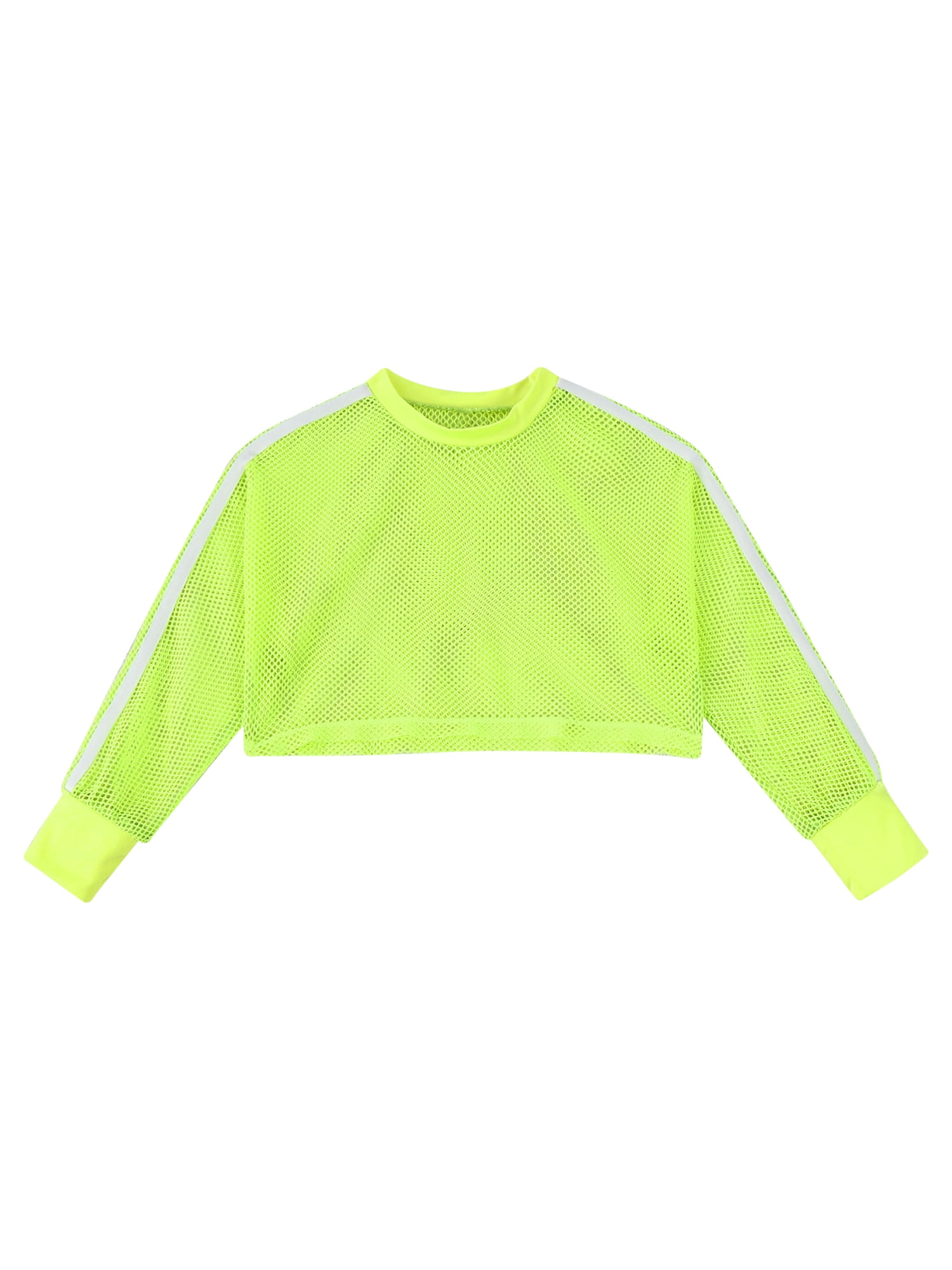 CHICTRY Kids Girls Mesh Crop Top Long Sleeve Fishnet Pullover Tops ...