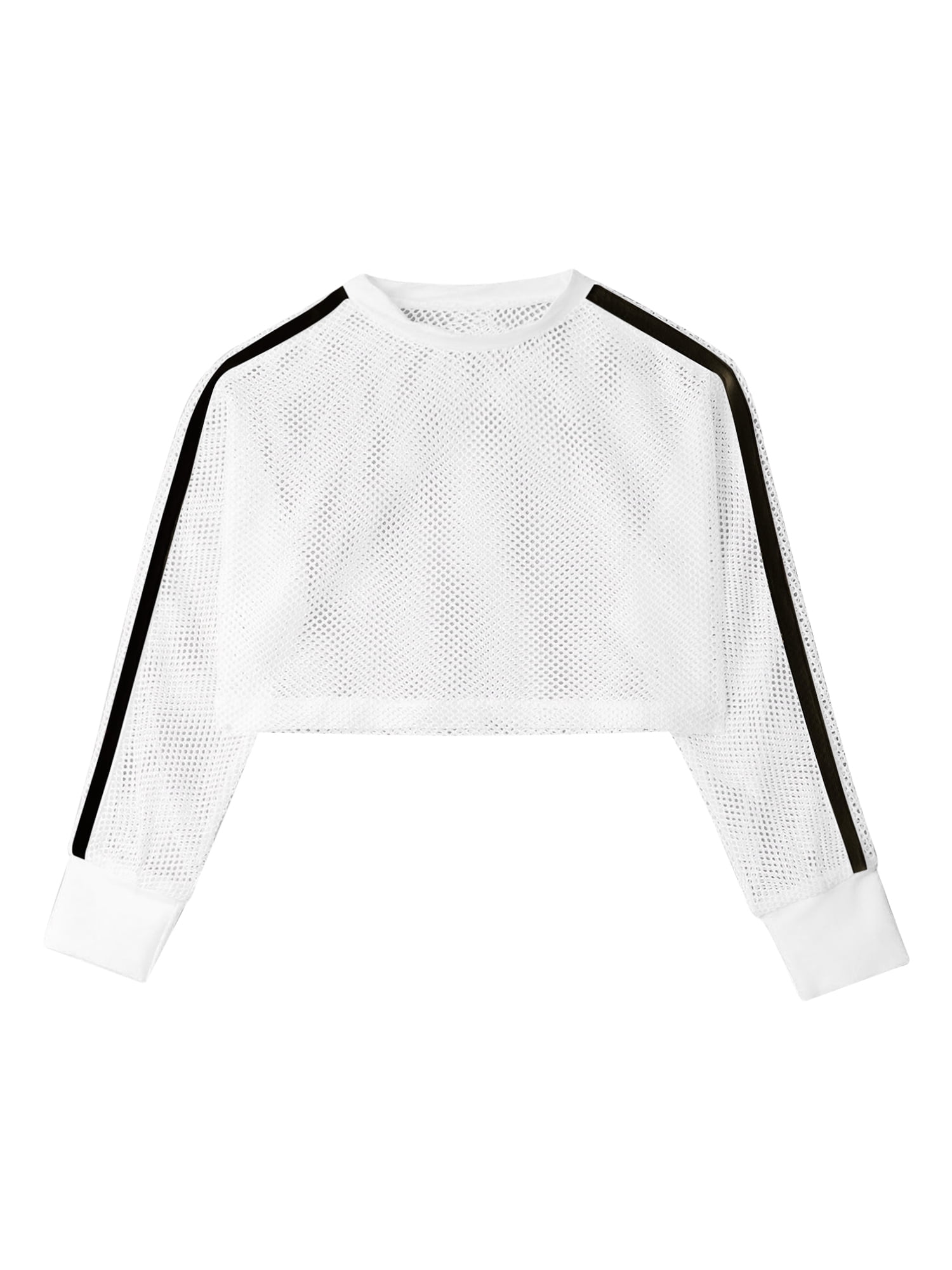 CHICTRY Kids Girls Mesh Crop Top Long Sleeve Fishnet Pullover Tops ...