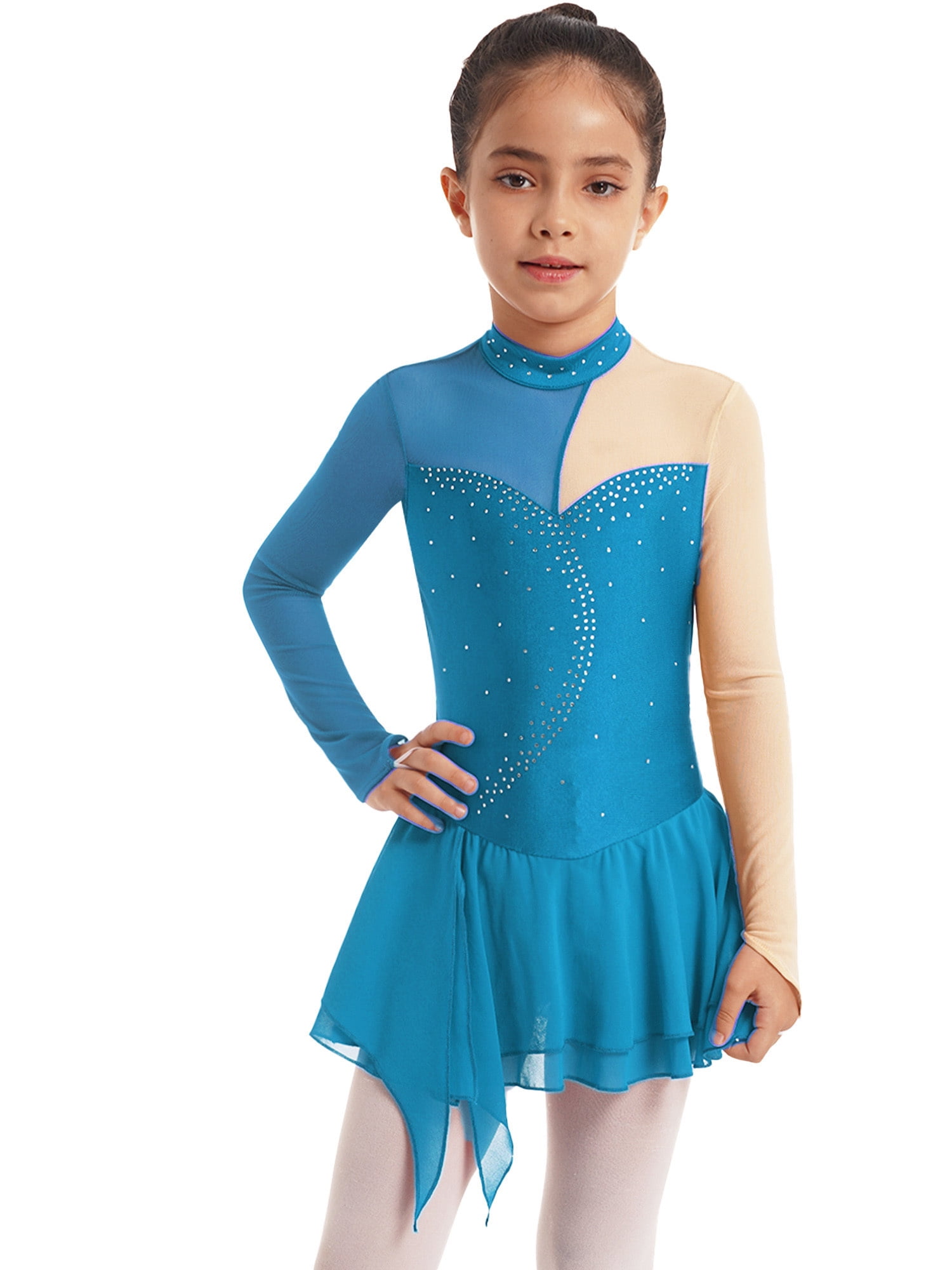CHICTRY Kids Girls Mesh Sleeve Ballet Skirted Leotard Dancewear Hollow ...