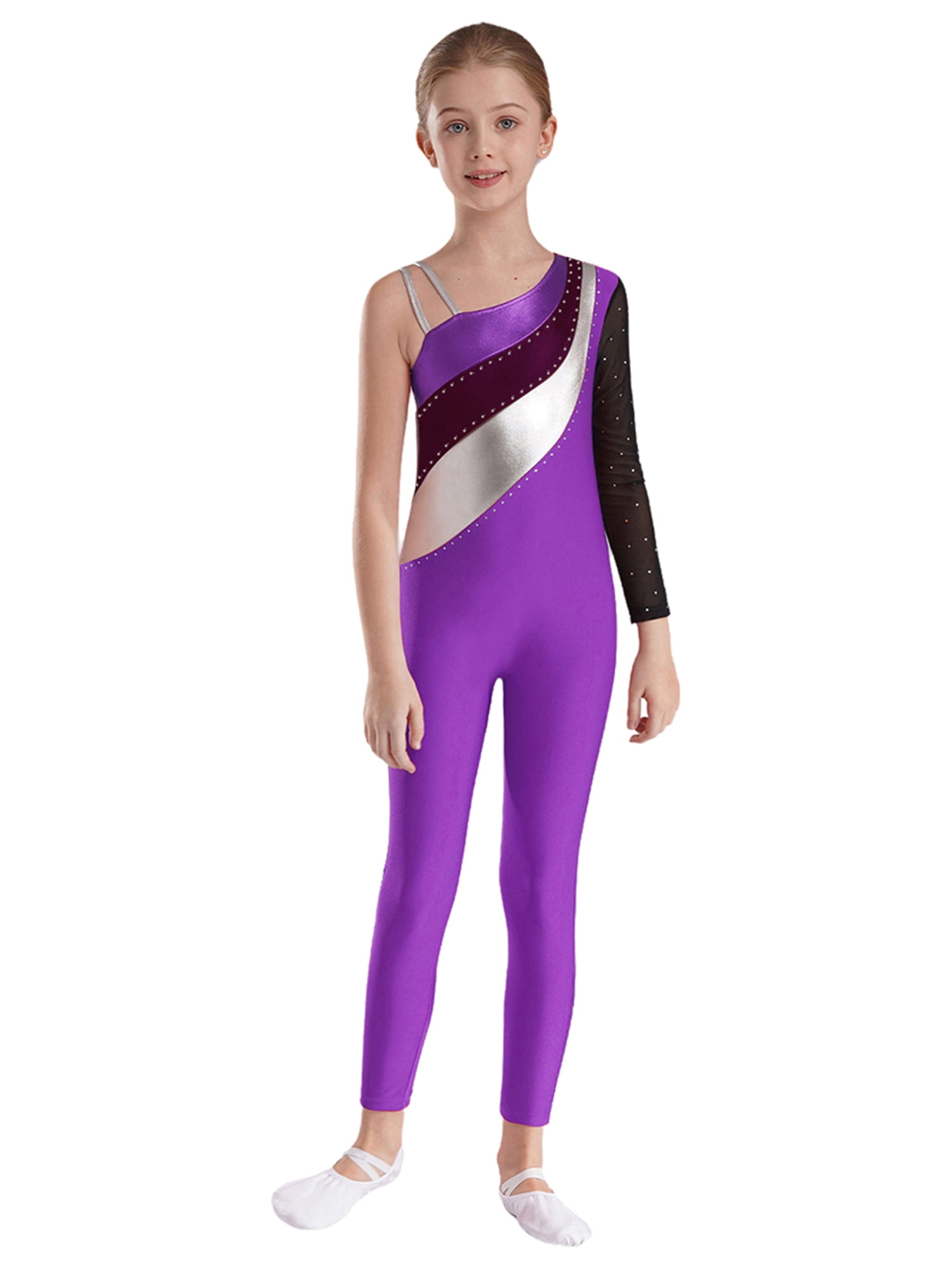 CHICTRY Kids Girls One Shoulder Straps One Piece Unitard Ballet Dance ...