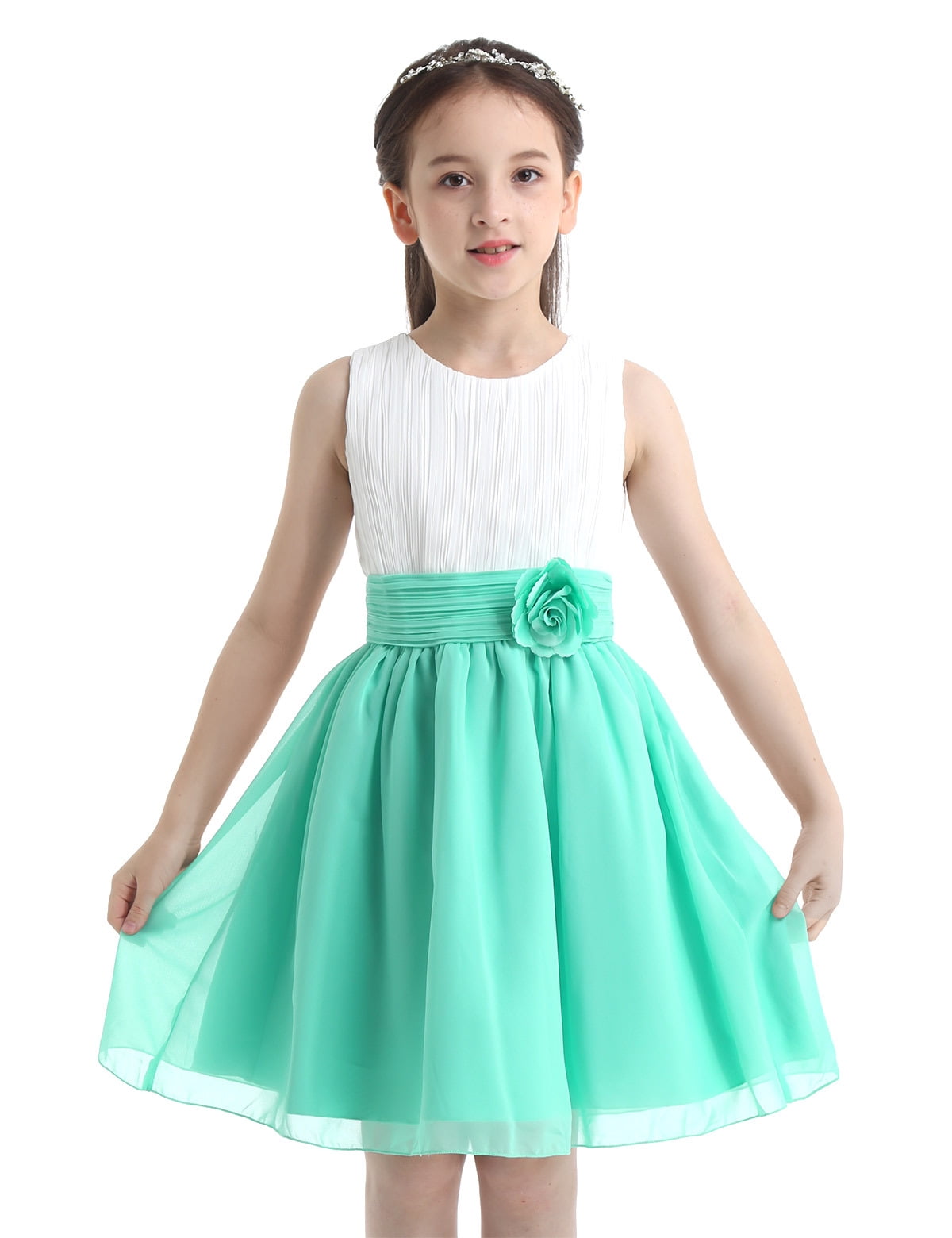 CHICTRY Kids Girls Pleated Flower Girl Princess Dress Chiffon Wedding ...