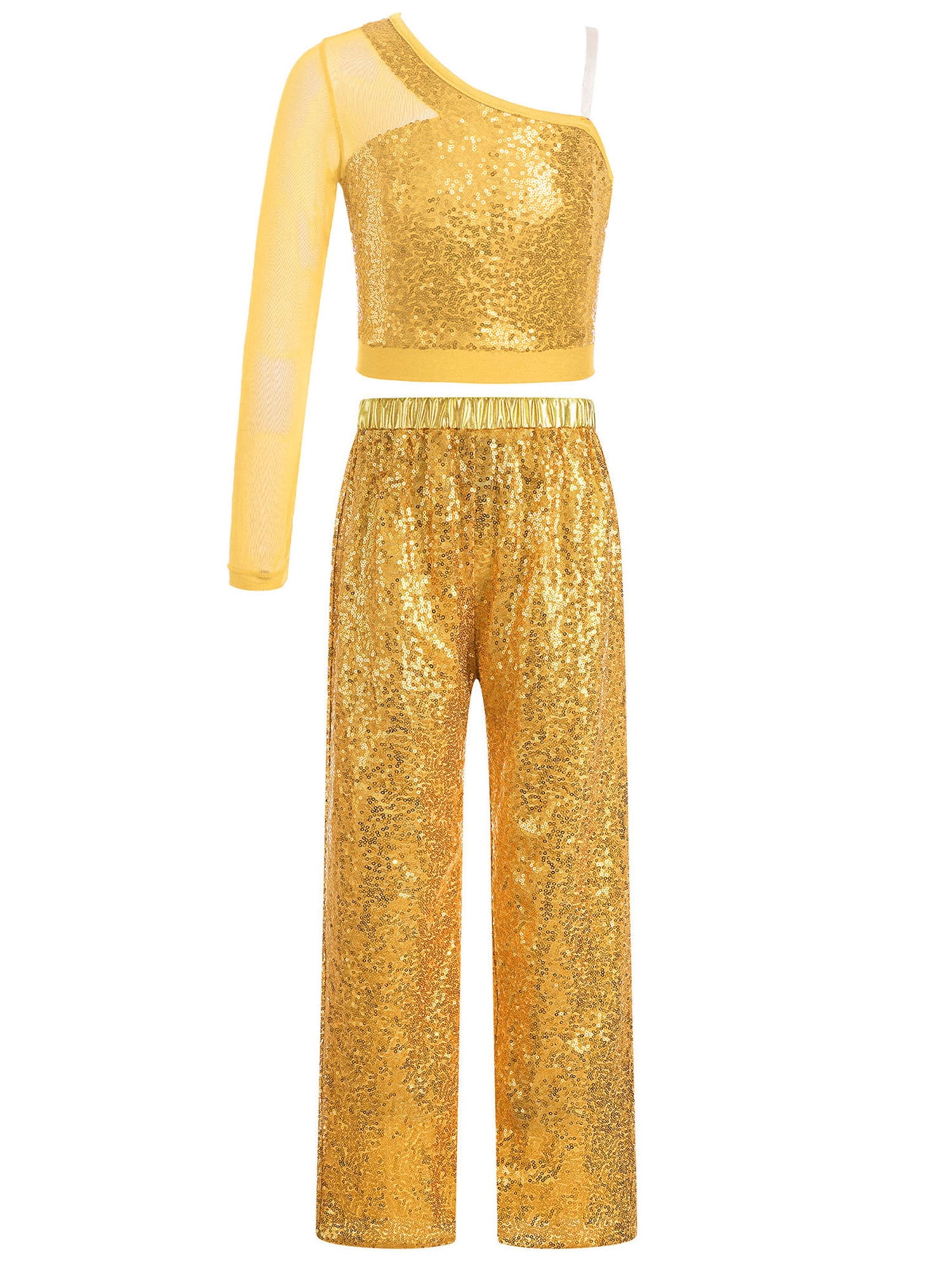 CHICTRY Kids Girls Sequins Modern Jazz Hiphop Street Dance Outfit One ...
