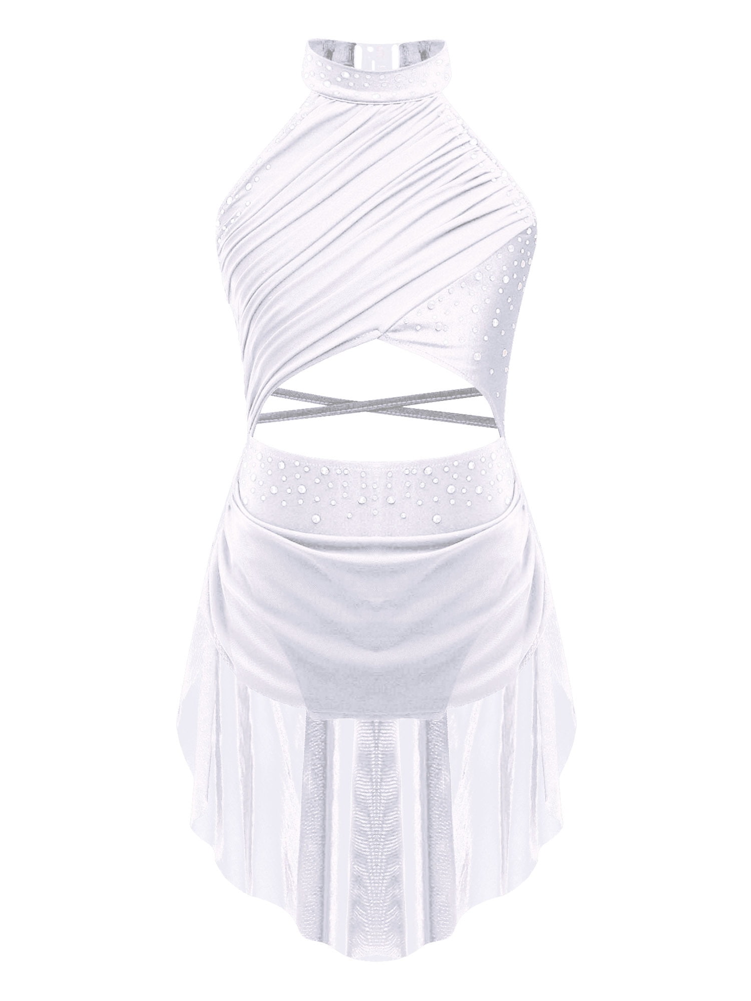 CHICTRY Kids Girls Shiny Dimonds Halter Crisscross Back Lyrical Dance ...