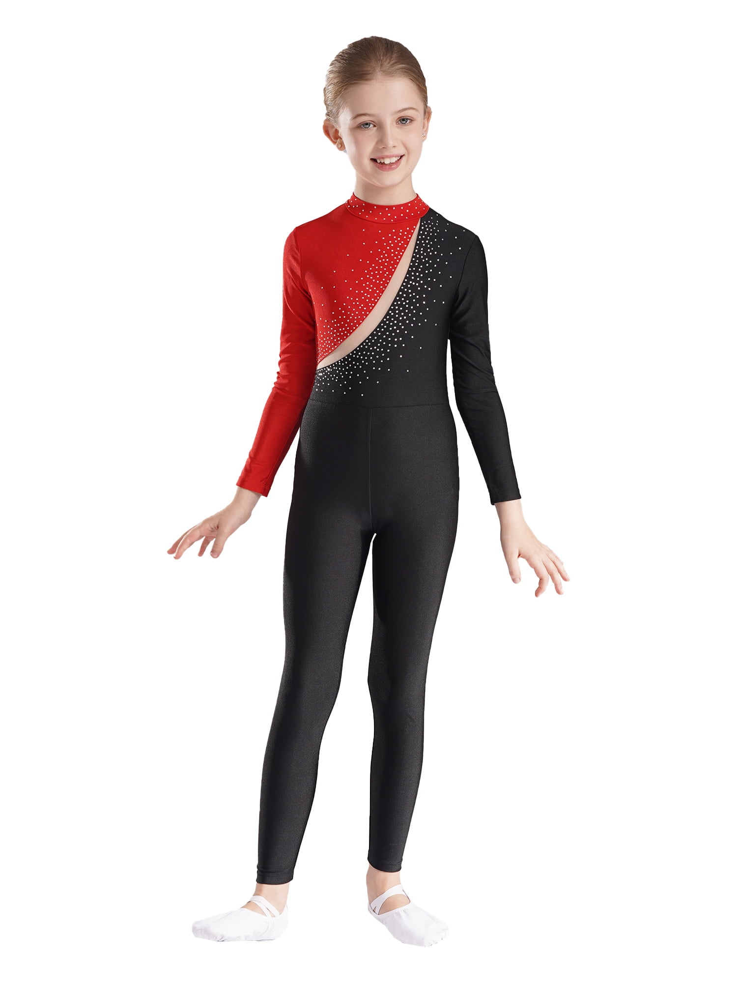 CHICTRY Kids Girls Sparkly Dimonds Full Body Length Unitard Long Sleeve ...