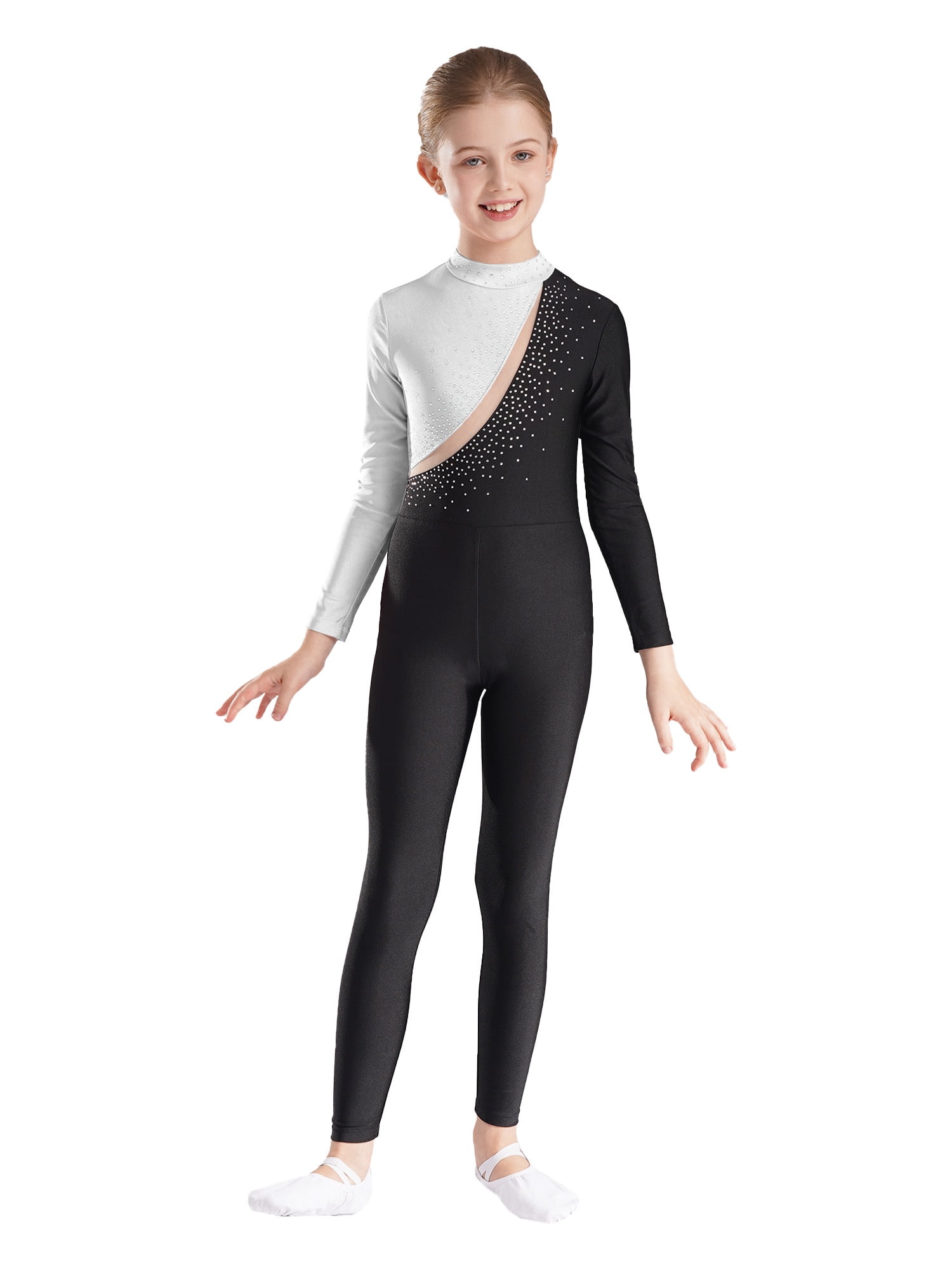CHICTRY Kids Girls Sparkly Dimonds Full Body Length Unitard Long Sleeve ...