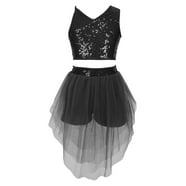 CHICTRY 2Pcs Girls Cheerleading Outfit Cropped Top with Skirt Set ...