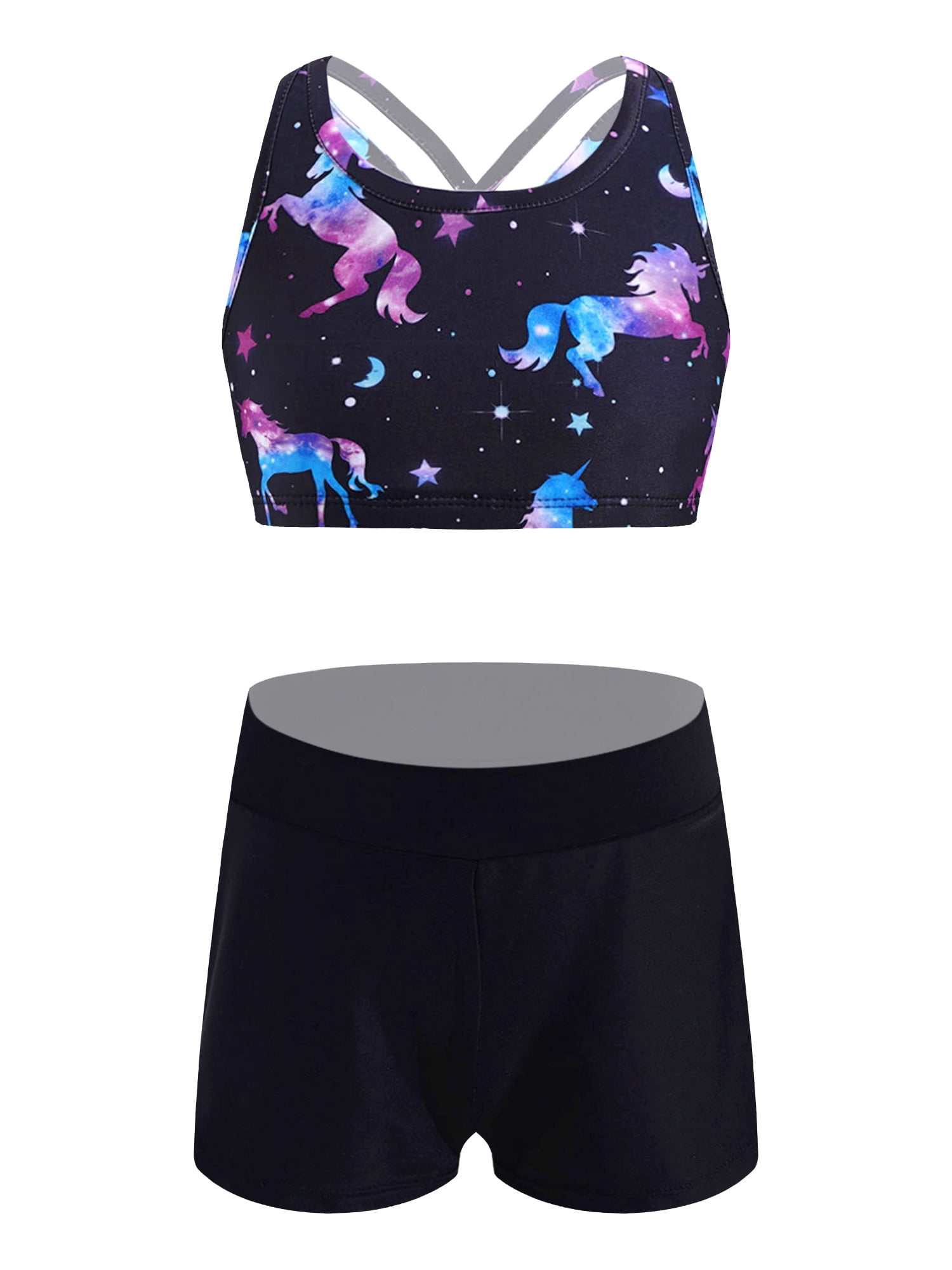 CHICTRY Kids Girls Two Piece Dance Outfit Crop Top with Shorts Set ...