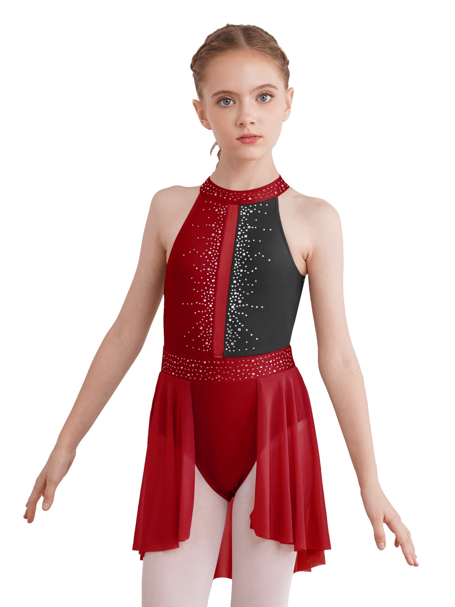 CHICTRY Kids Lyrical Ballet Dance Dress, Sleeveless Rhinestone Latin ...